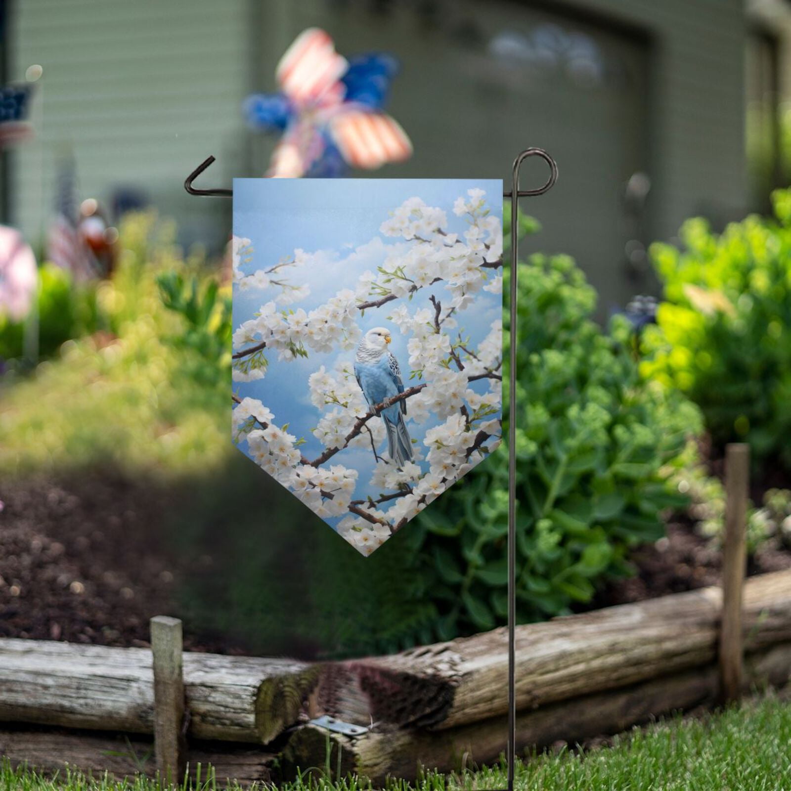 Parrot Branches Or Flowers Garden Flag 18" x 12.5" Double Sided Yard ...