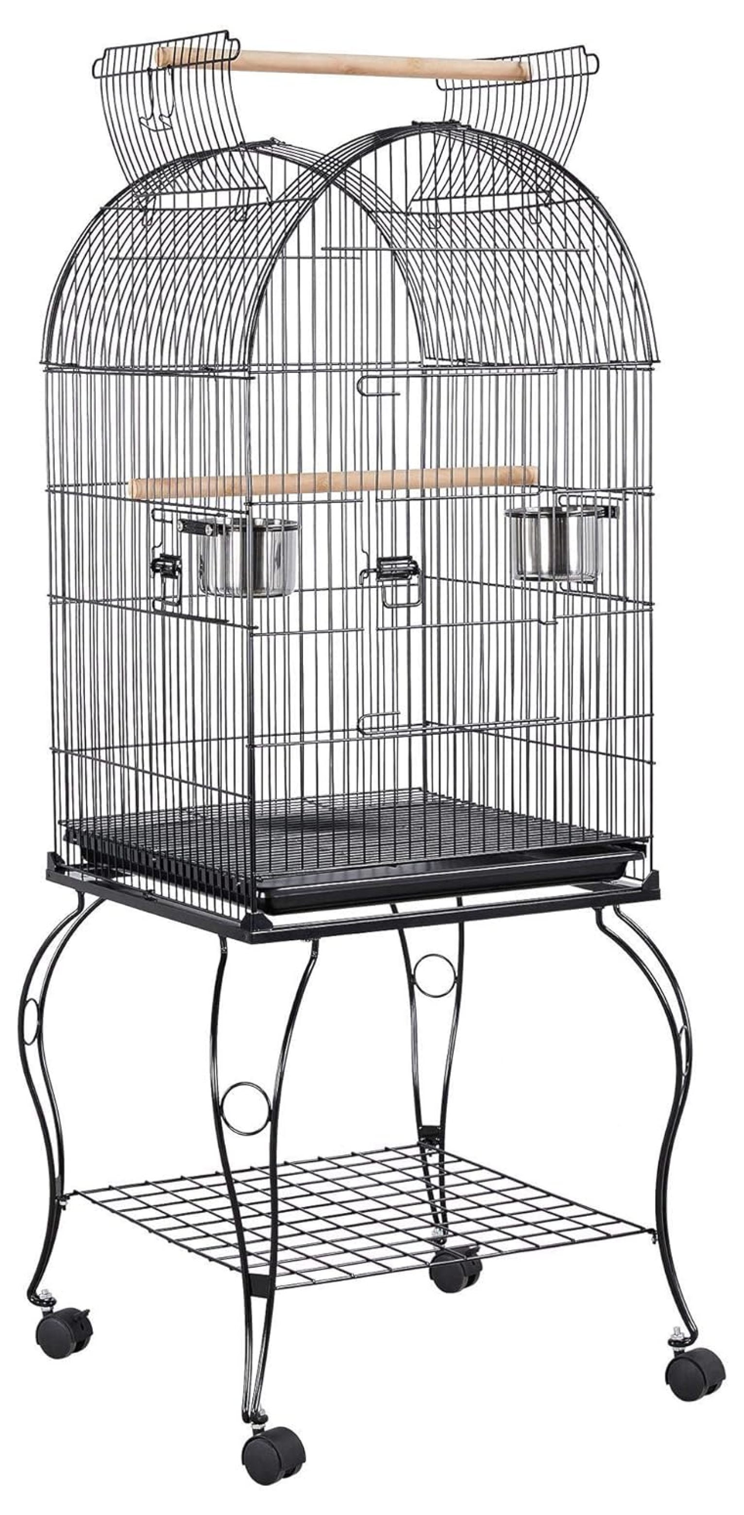 Parrot Cage Open Top with Stand, Large Metal Aviary for Cockatiel ...