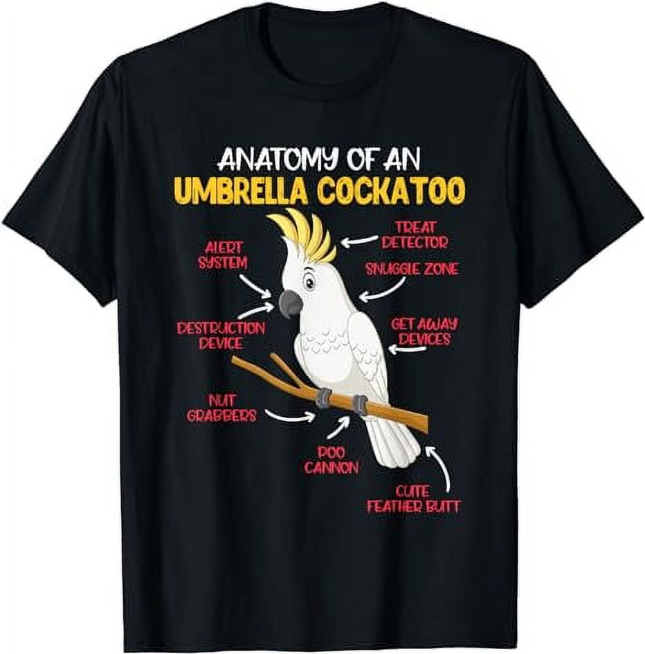 Parrot Cockatoo Anatomy of an Umbrella Cockatoo Cockatoos T-Shirt ...