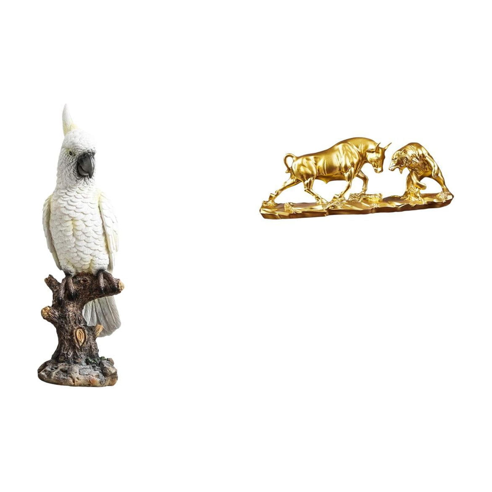 Parrot Figurine Bull Statue Resin Artwork Realistic Design for Home ...