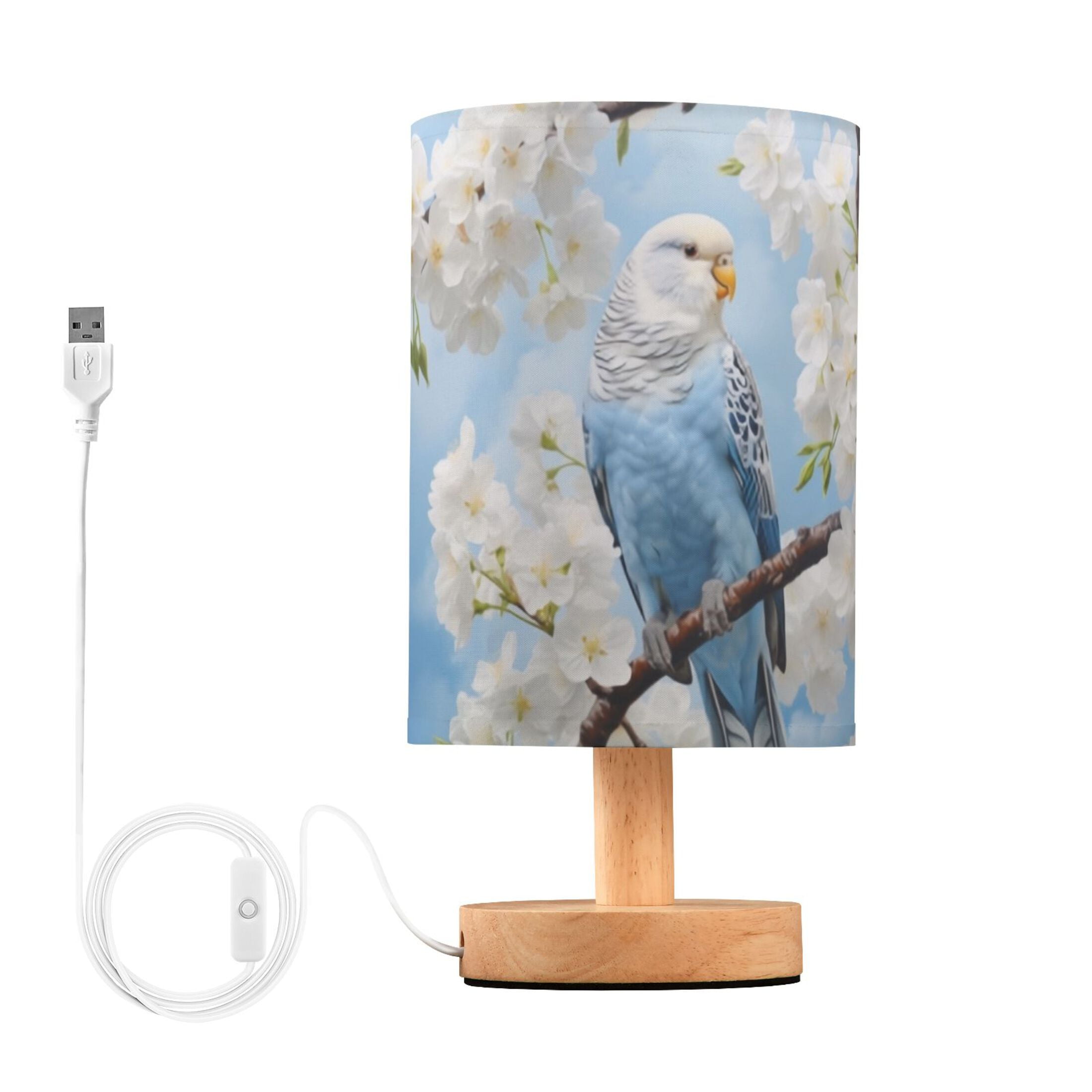 Parrot Floral Branch Bedside Table Lamp LED Warm Lights with USB ...