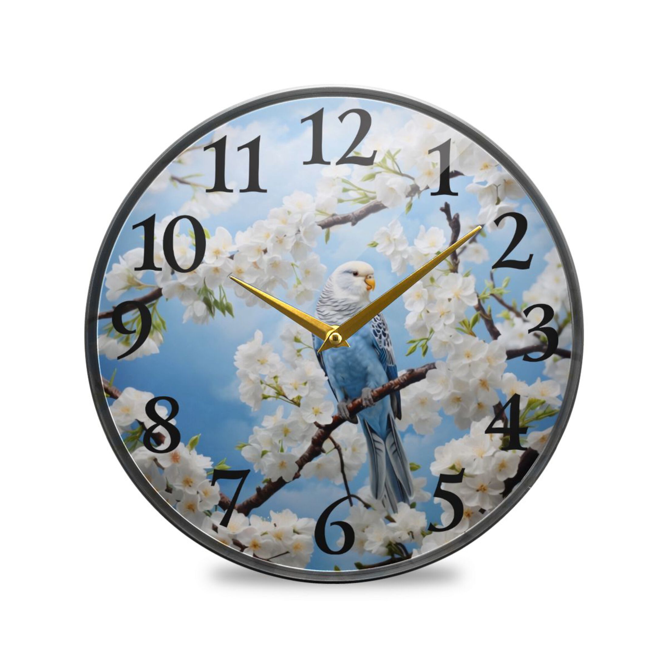 Parrot Floral Branch Wall Clocks Battery Operated 11.9 Inch Round Clock ...