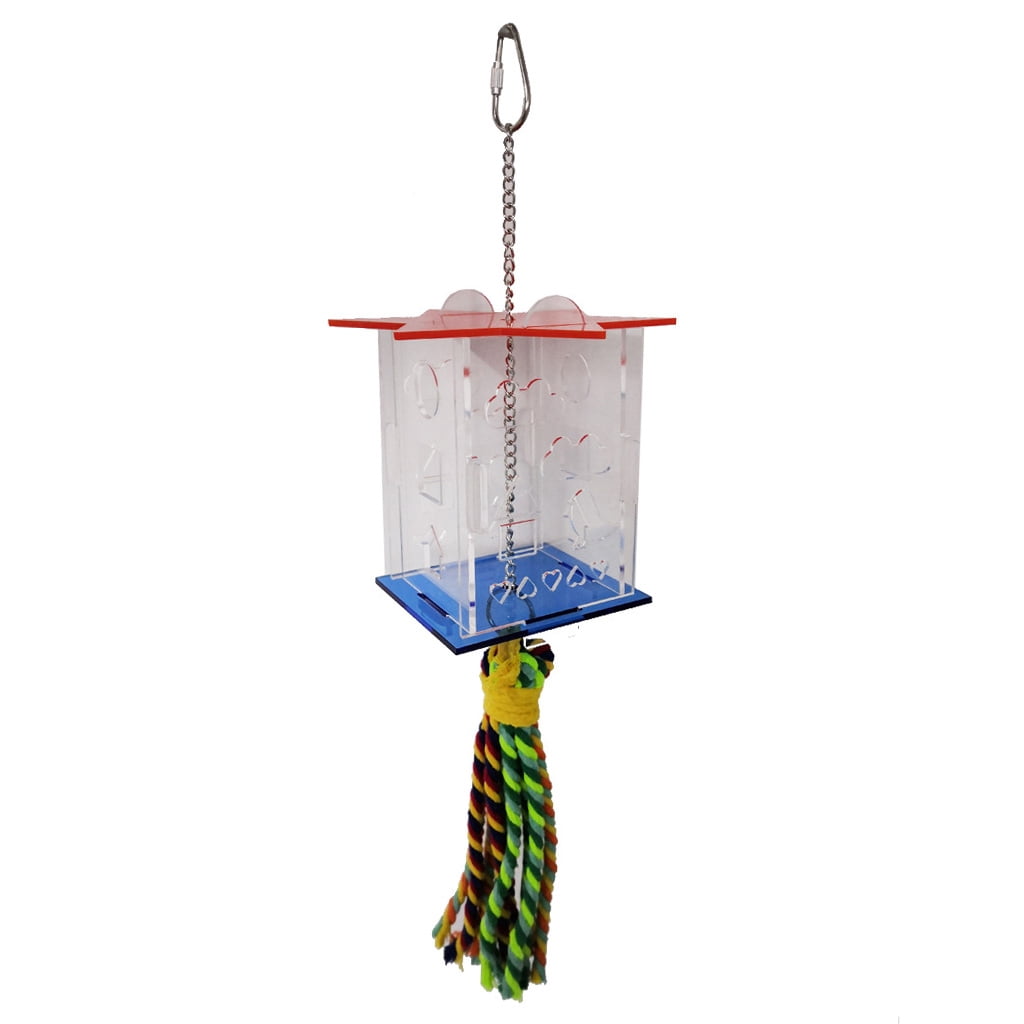 Parrot Foraging Toy Hanging Feeder Bird Intelligence Growth Acrylic Box ...