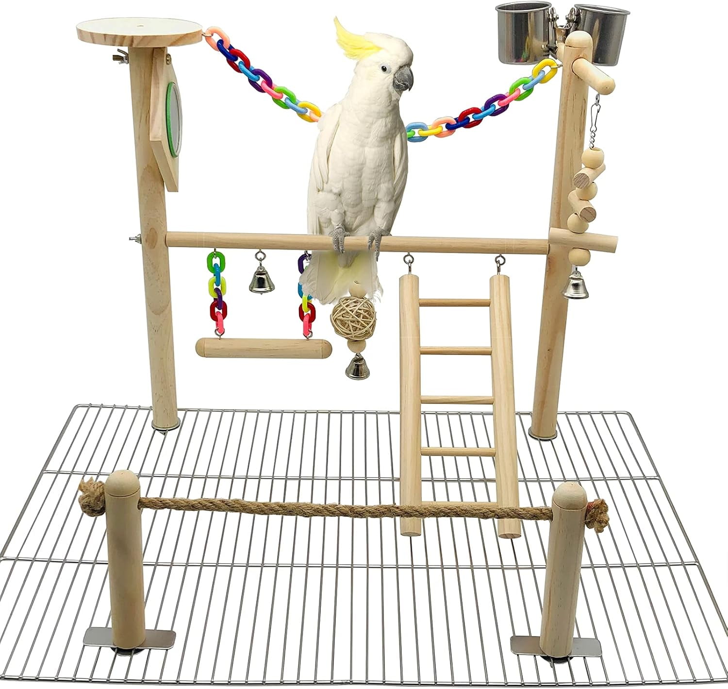 Parrot Gym Hanging Chewing Toys, Bird Playground Top Cage, Cage Top ...