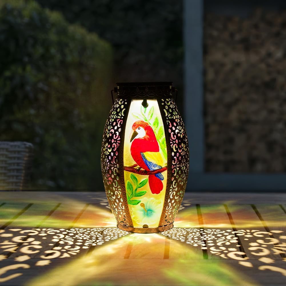 Parrot Hanging Solar Lantern Outdoor Garden Decor, Red Parrot Lantern ...