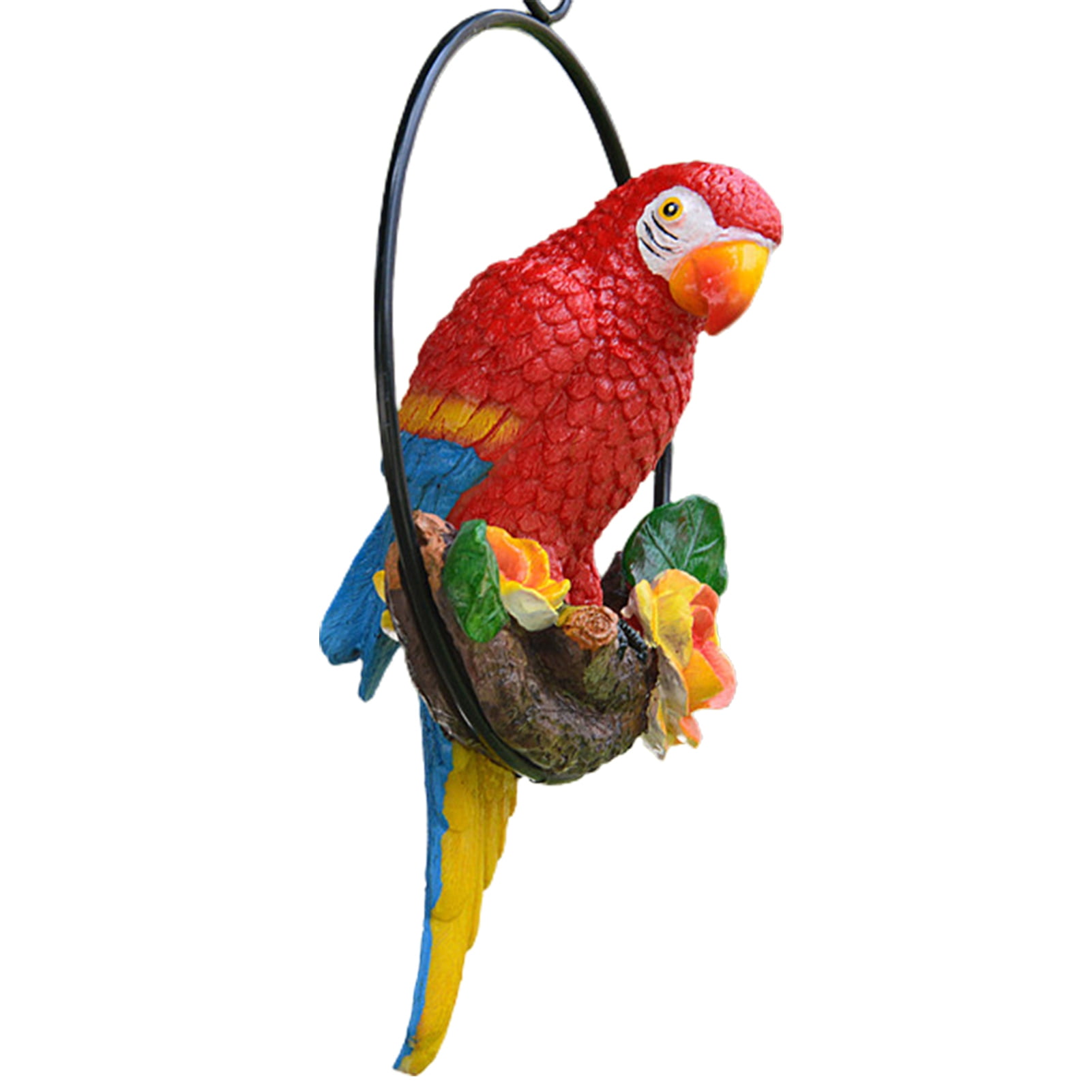 Parrot Hanging Statue Bird Ring Perch Resin Sculpture for Patio Garden ...