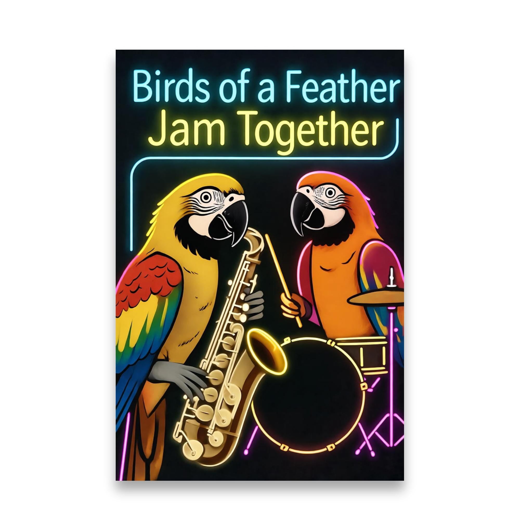 Parrot Jam Session Art - Music Room Decor - 13x19 Poster Print ...