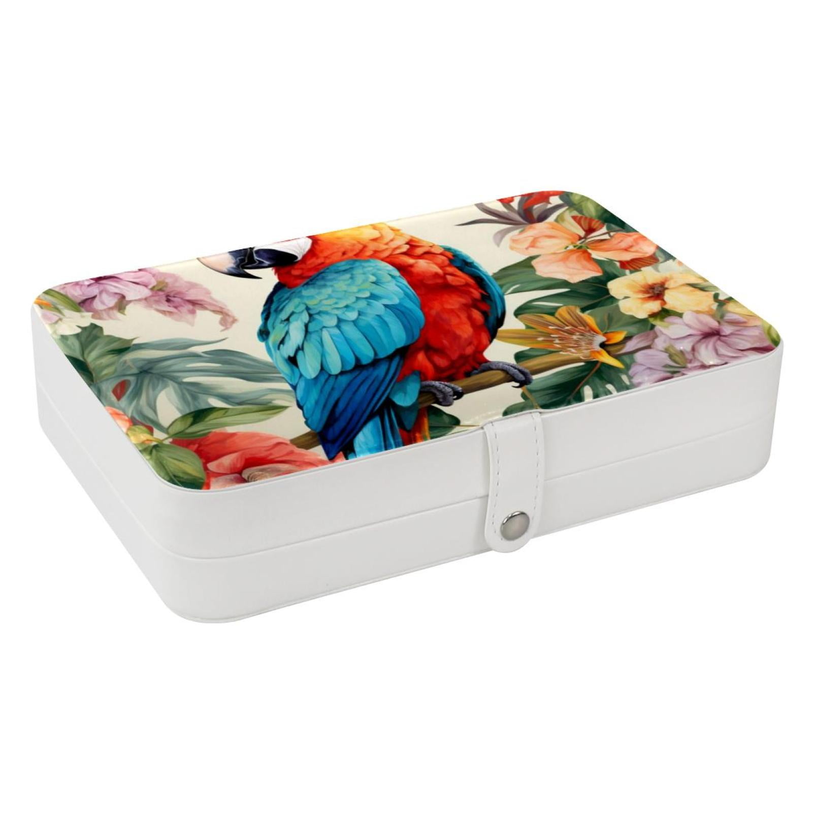 Parrot Jewelry Organizer Travel Case PU Leather with Removable ...