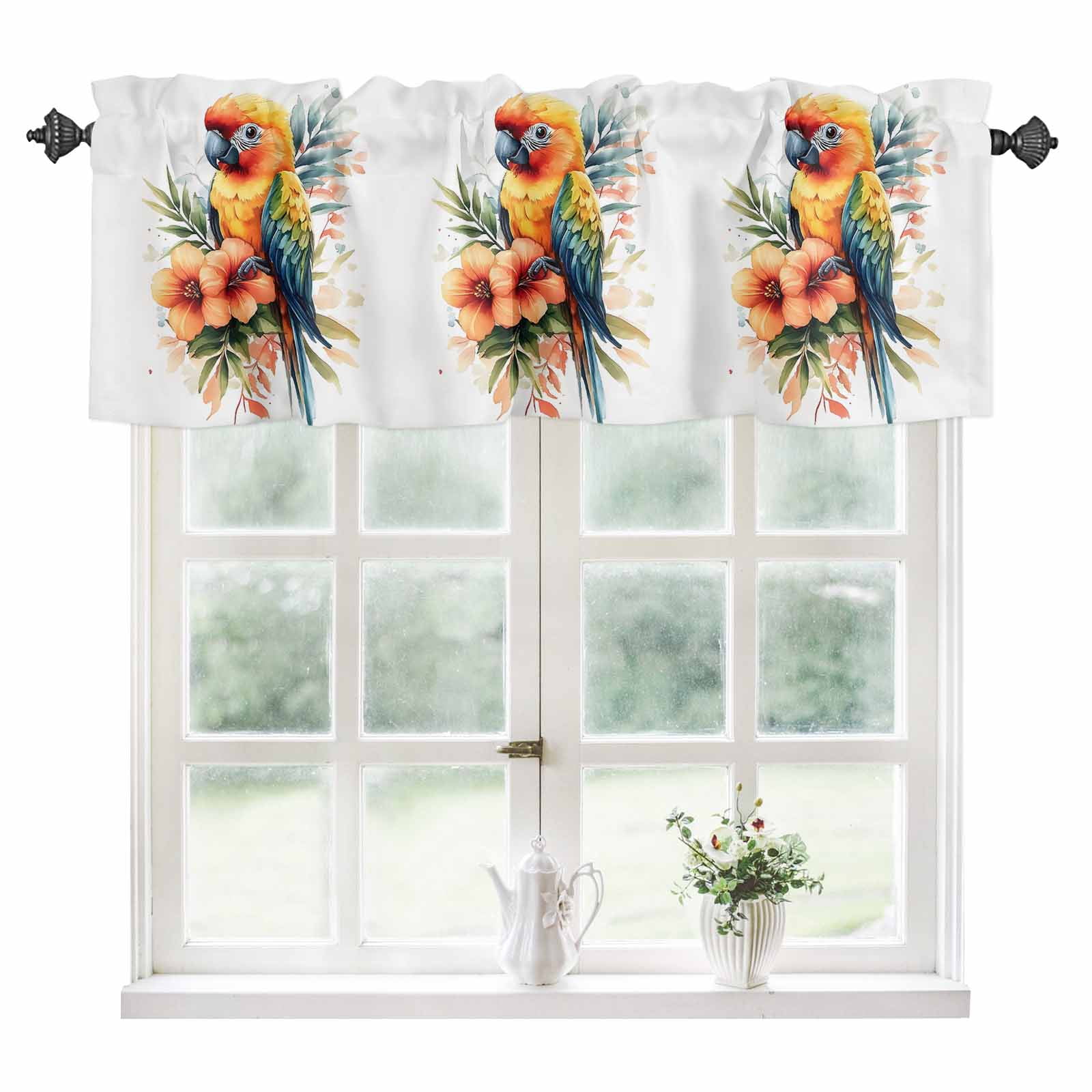 Parrot Kitchen Valances for Windows 42x12 Inch Kitchen Curtains ...