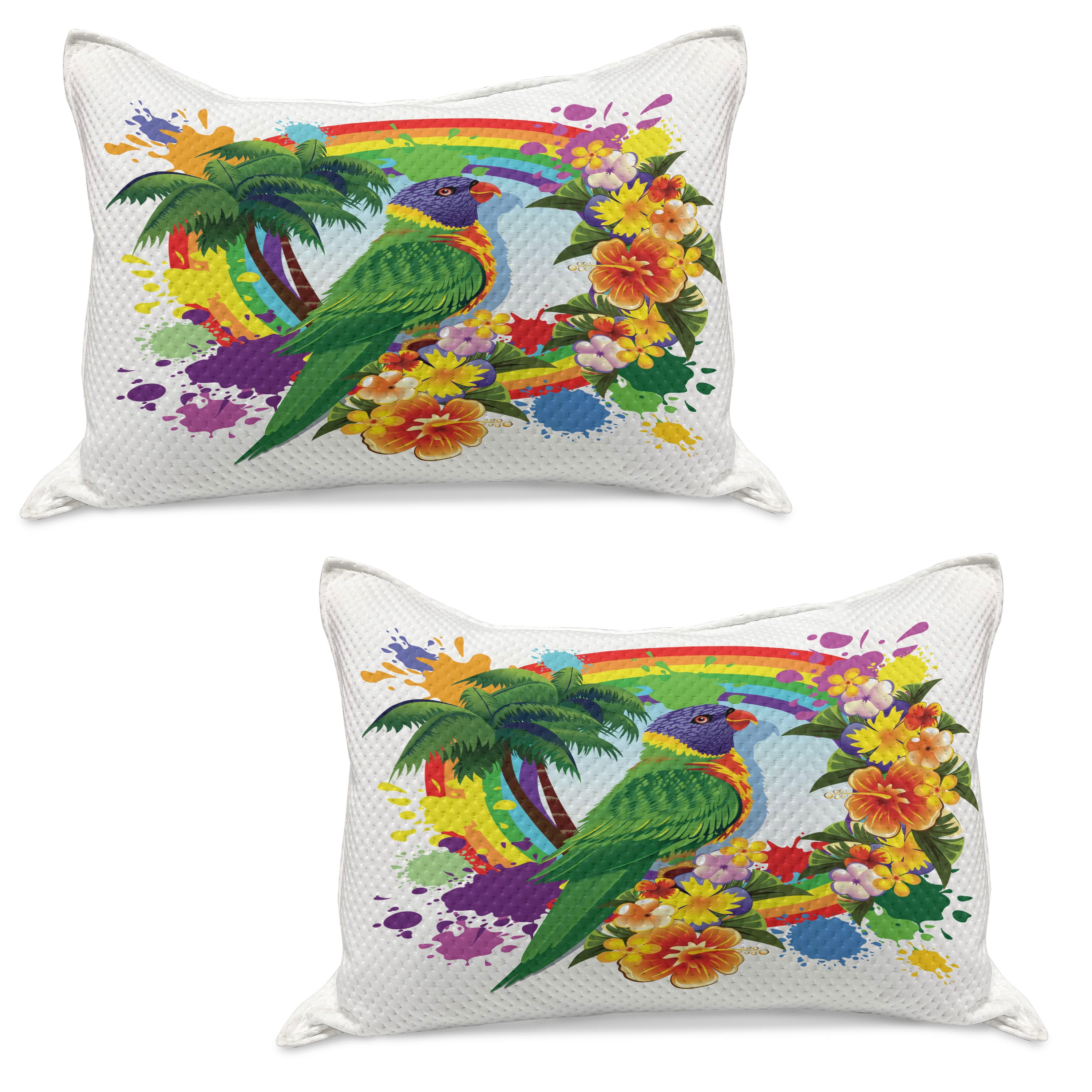 Parrot Knitted Quilt Pillowcover Set of 2, Animal Lorikeet in Rainbow ...