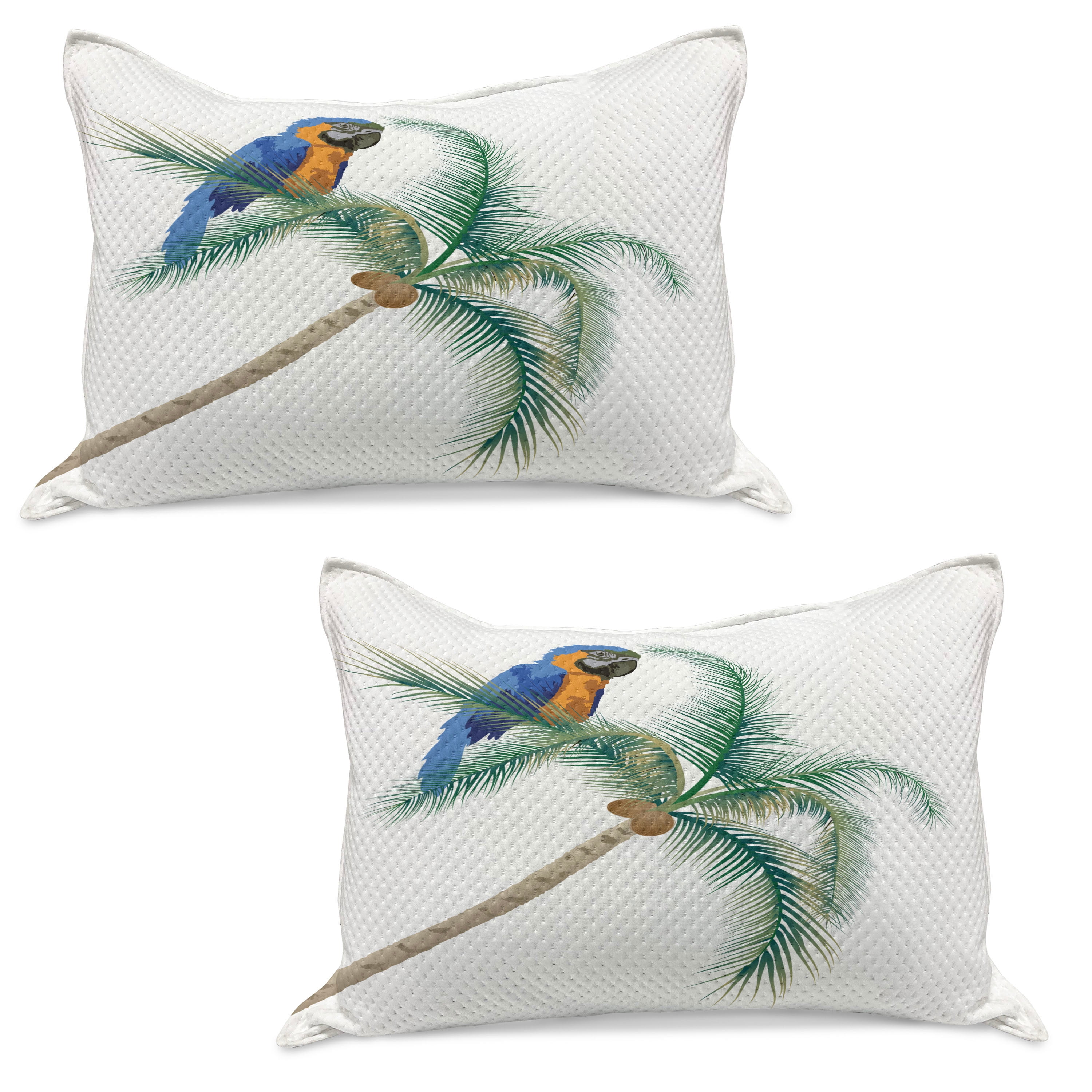 Parrot Knitted Quilt Pillowcover Set of 2, Big Parrot Sitting on ...