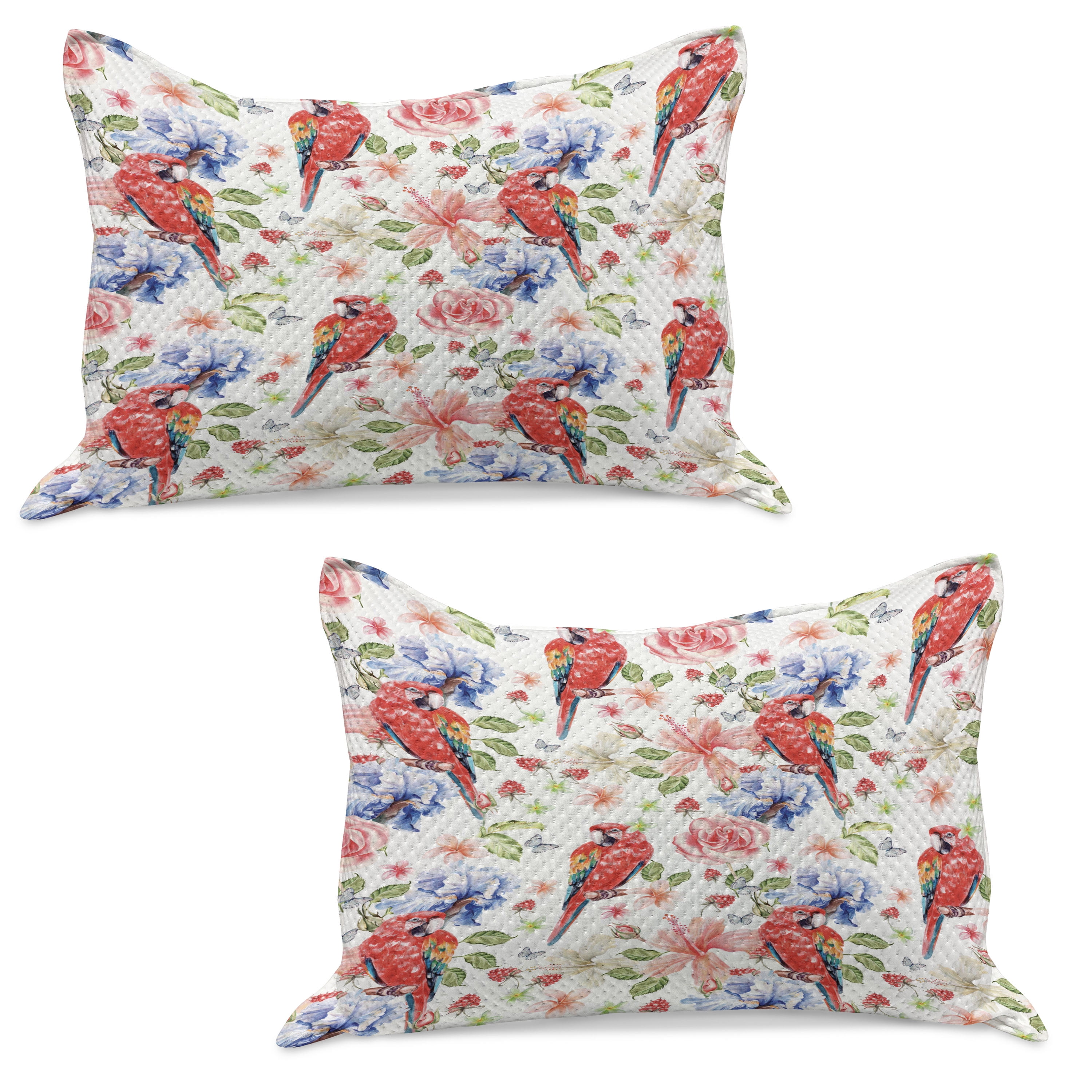 Parrot Knitted Quilt Pillowcover Set of 2, Pastel Colored Parrots Iris ...