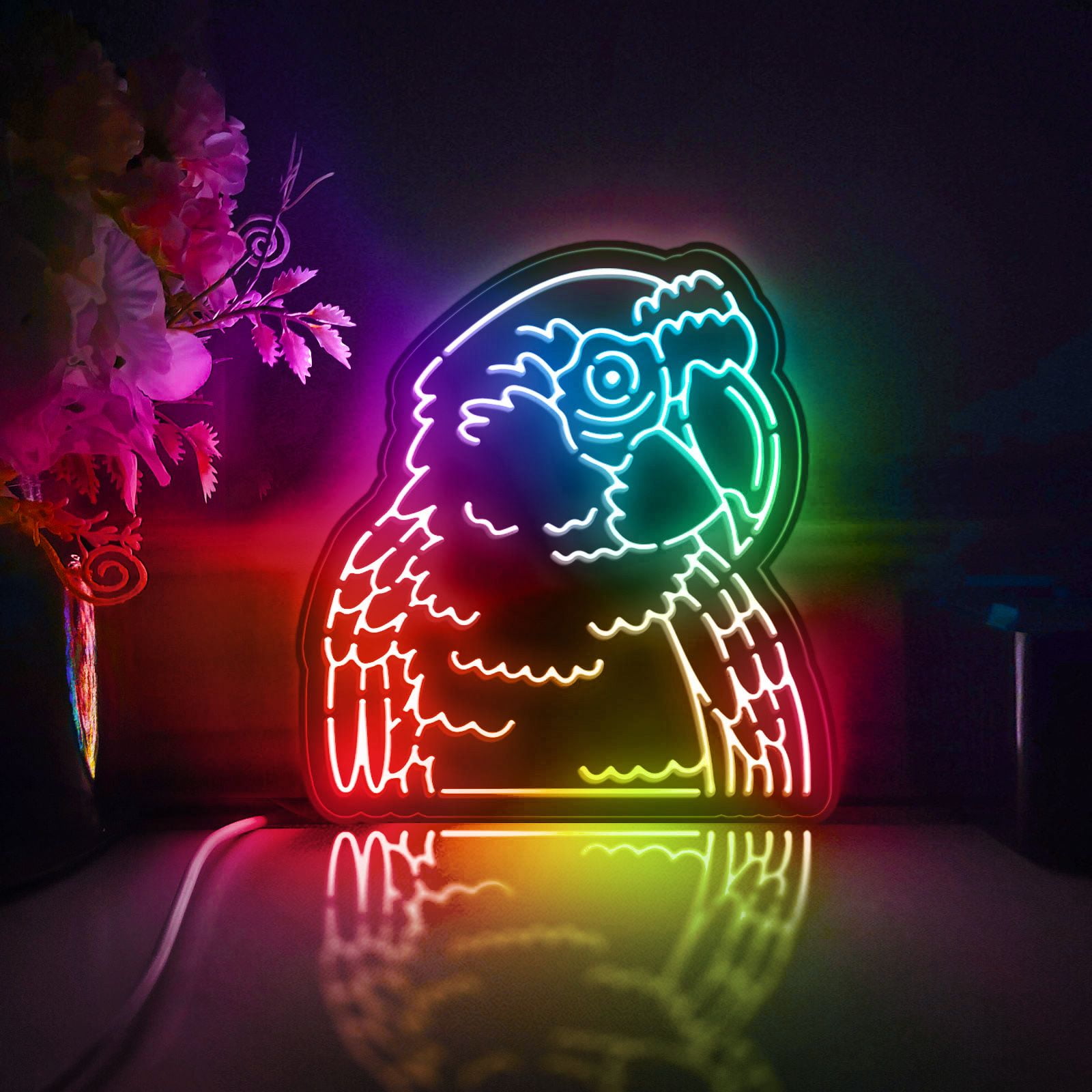 Parrot Led Light Box, Dimmable Neon-Like Light Signs USB Power for Wall ...