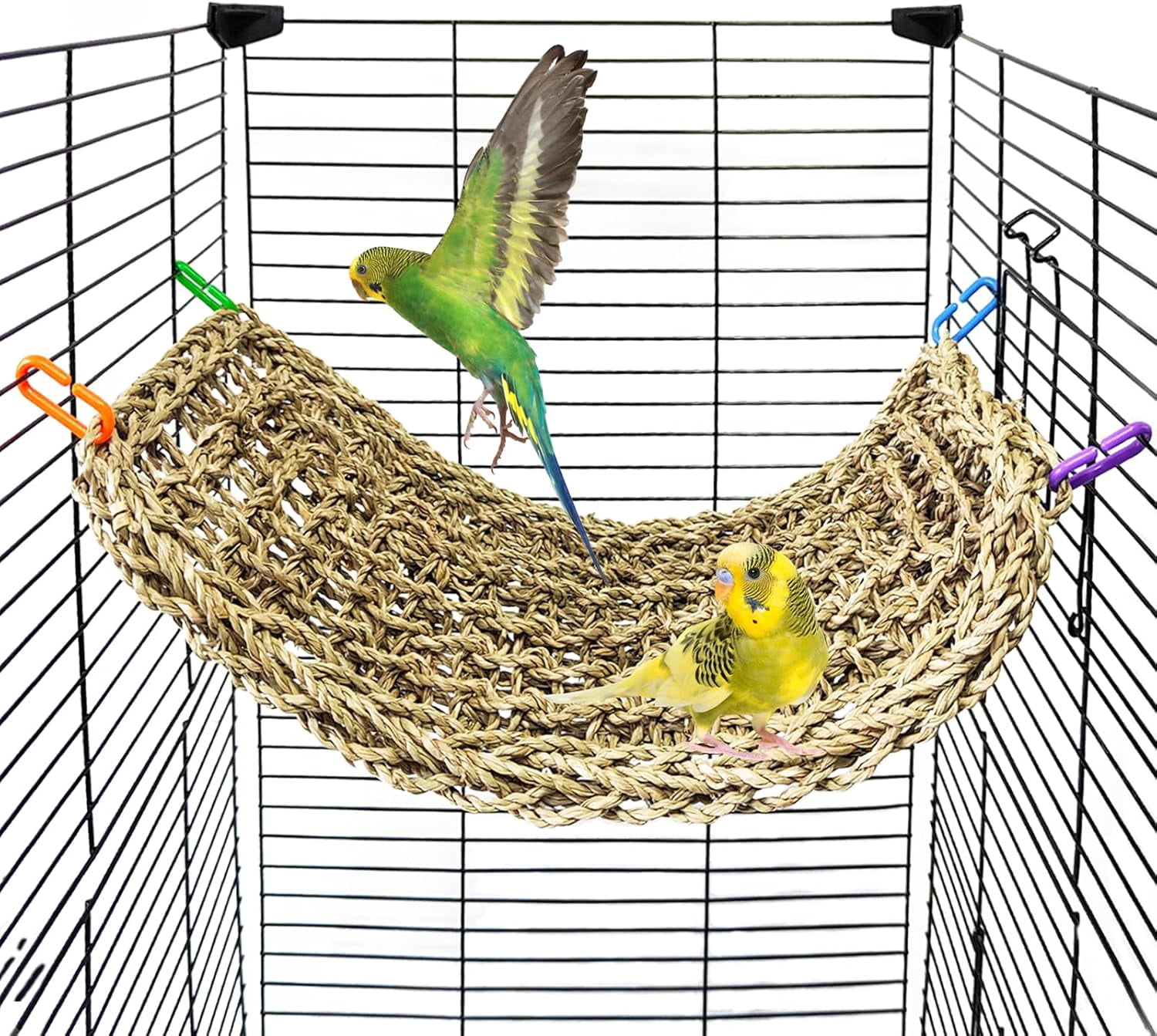 Parrot Natural Grass Woven Net Hammock Parakeet Climbing Rope Ladder ...