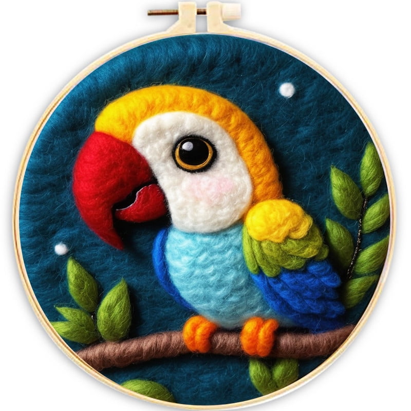 Parrot Needle Felting Set, Beginner Felt Painting Set, With Wool Felt ...