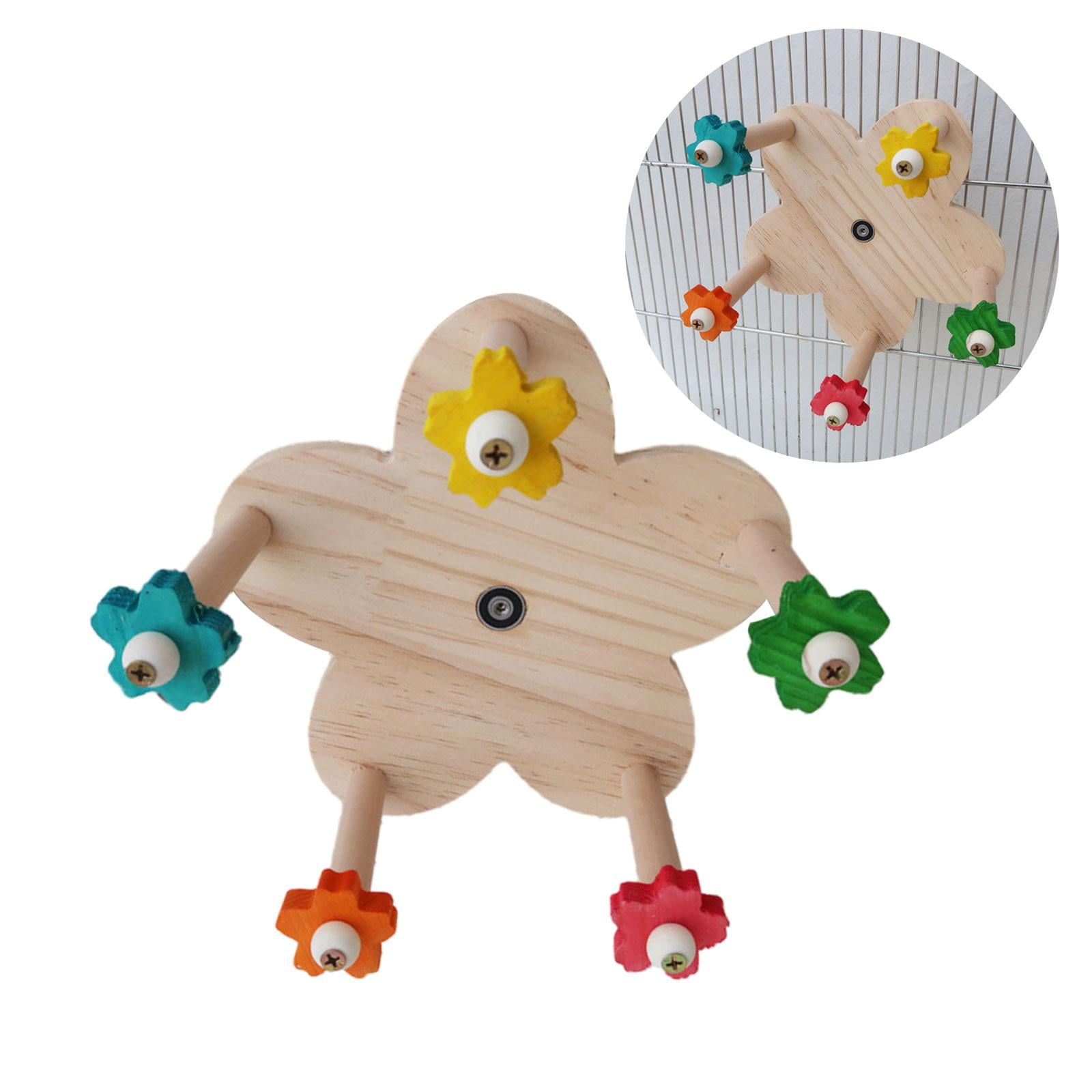Parrot Perch Wheel Toy Wooden Rotating Perches Toys, Durable Unique ...