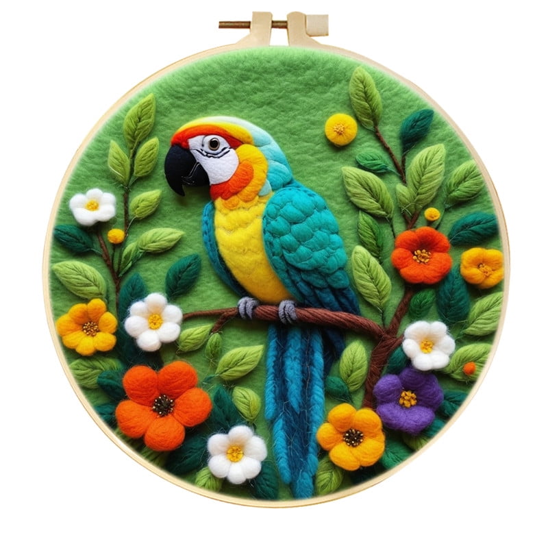 Parrot Plants Needle Felting Set, Beginner Felt Painting Set, With Wool ...