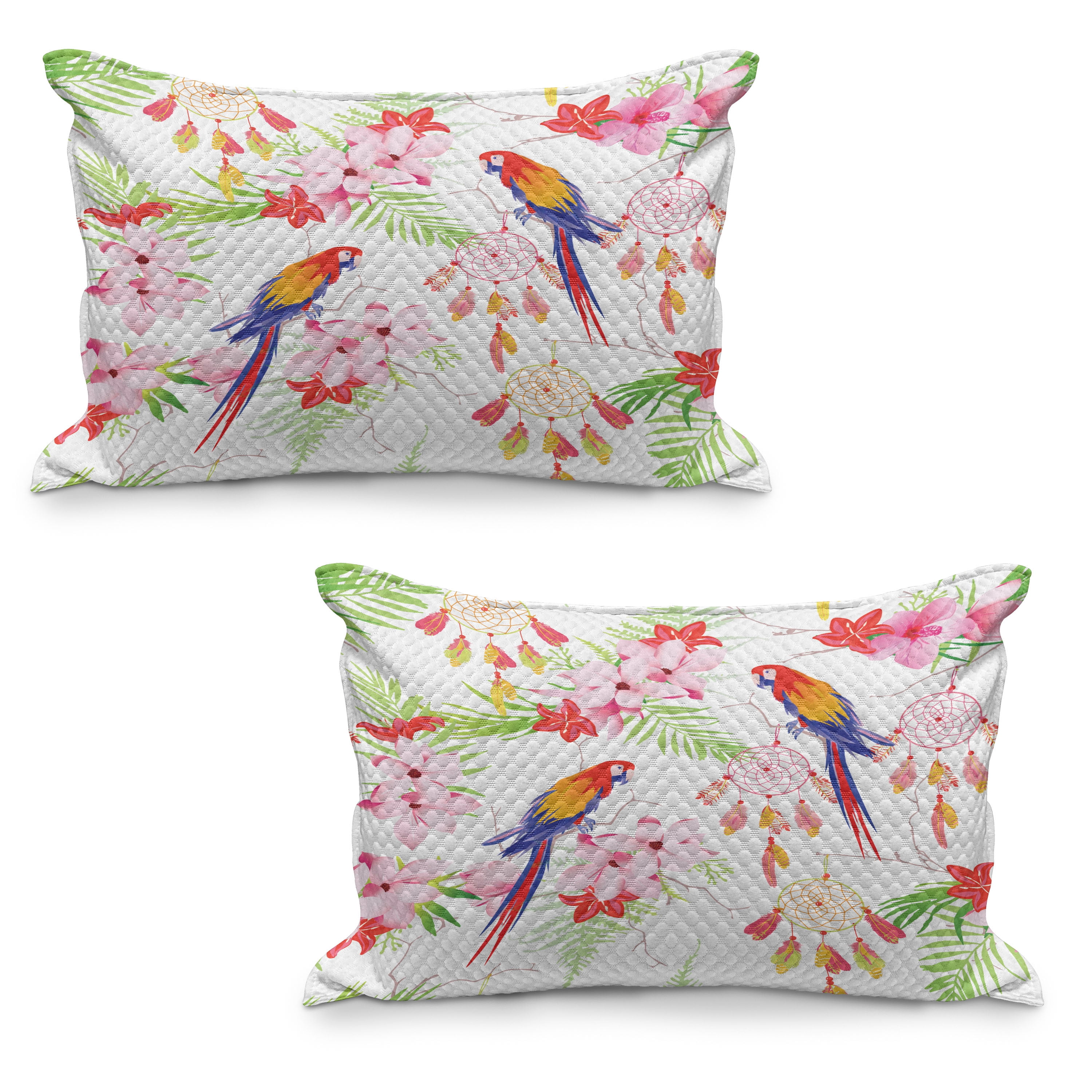 Parrot Quilted Pillowcover Set of 2, Forest Animal and Native ...