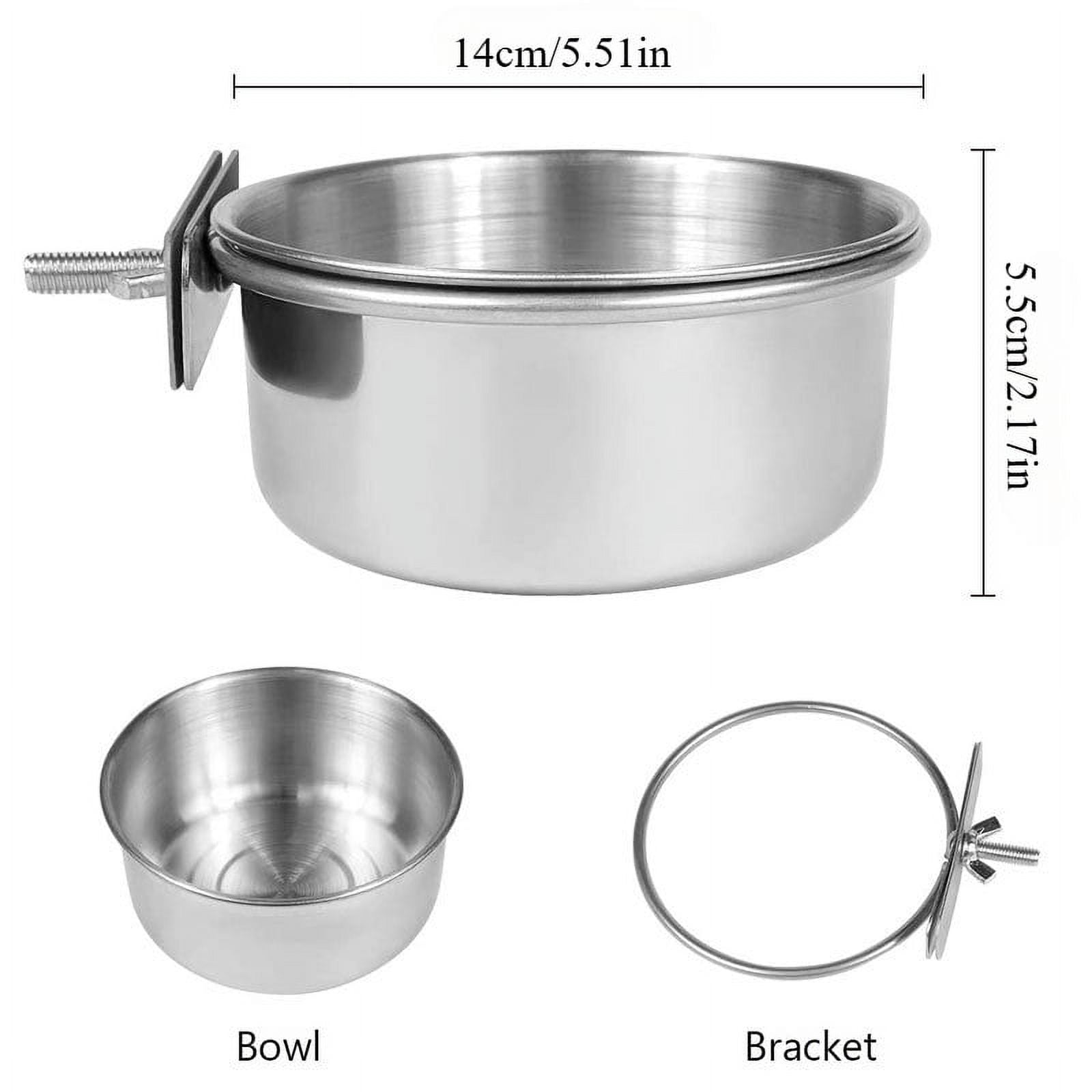 Parrot Rabbit Hamster Pet Food Dish Stainless Steel Clamp-on Water ...