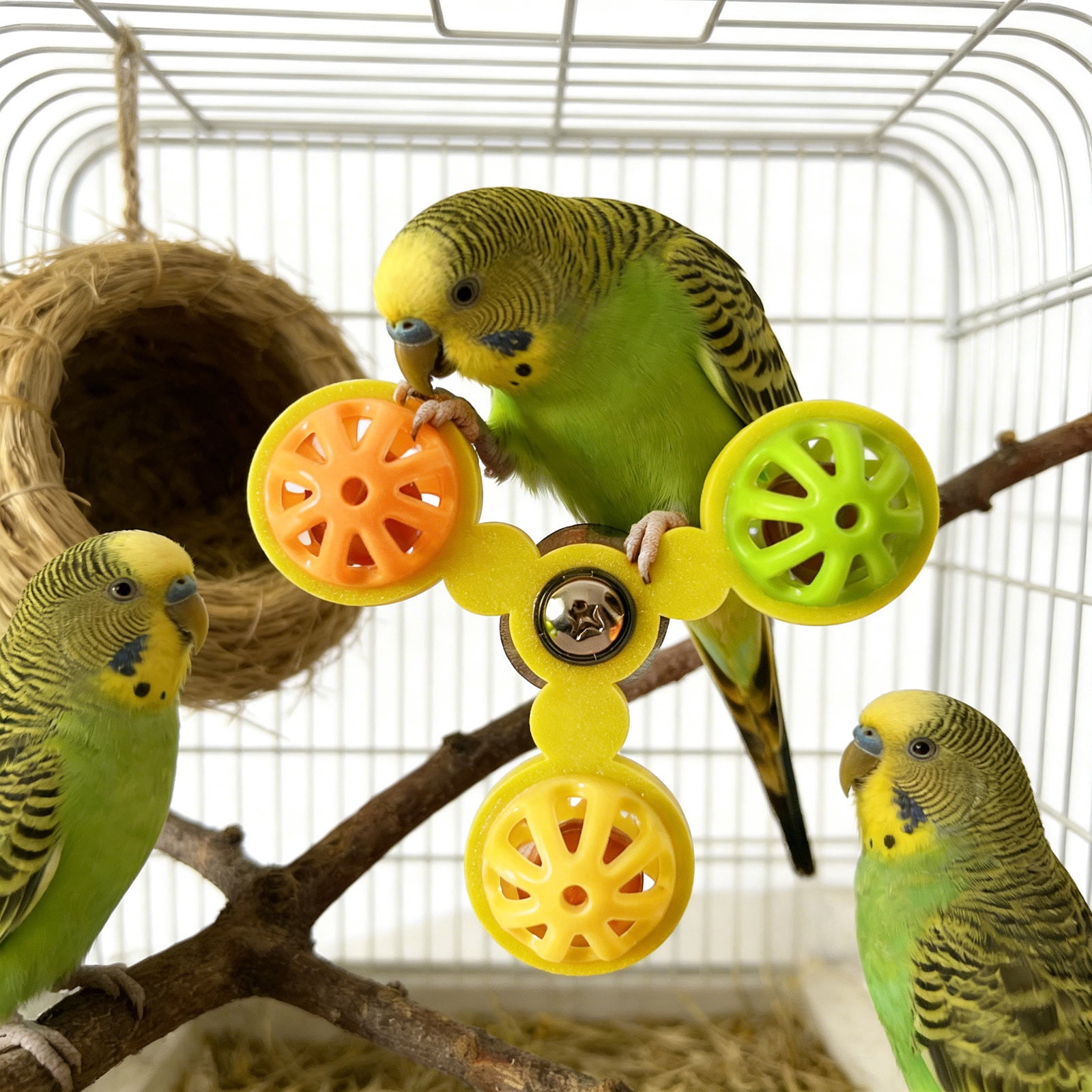 Parrot Rotating Cage Toy with Windmill for Interactive Bird ...