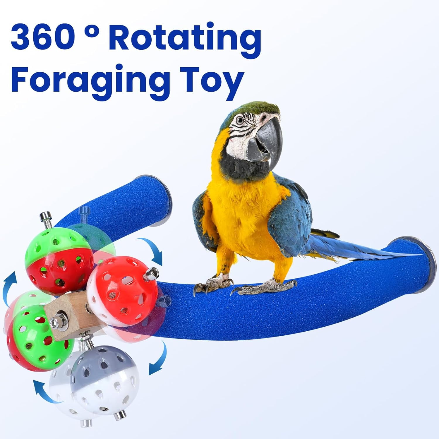 Parrot Rotating Perch Stand With Bell Balls, U Shape Quartz Sands Bird ...