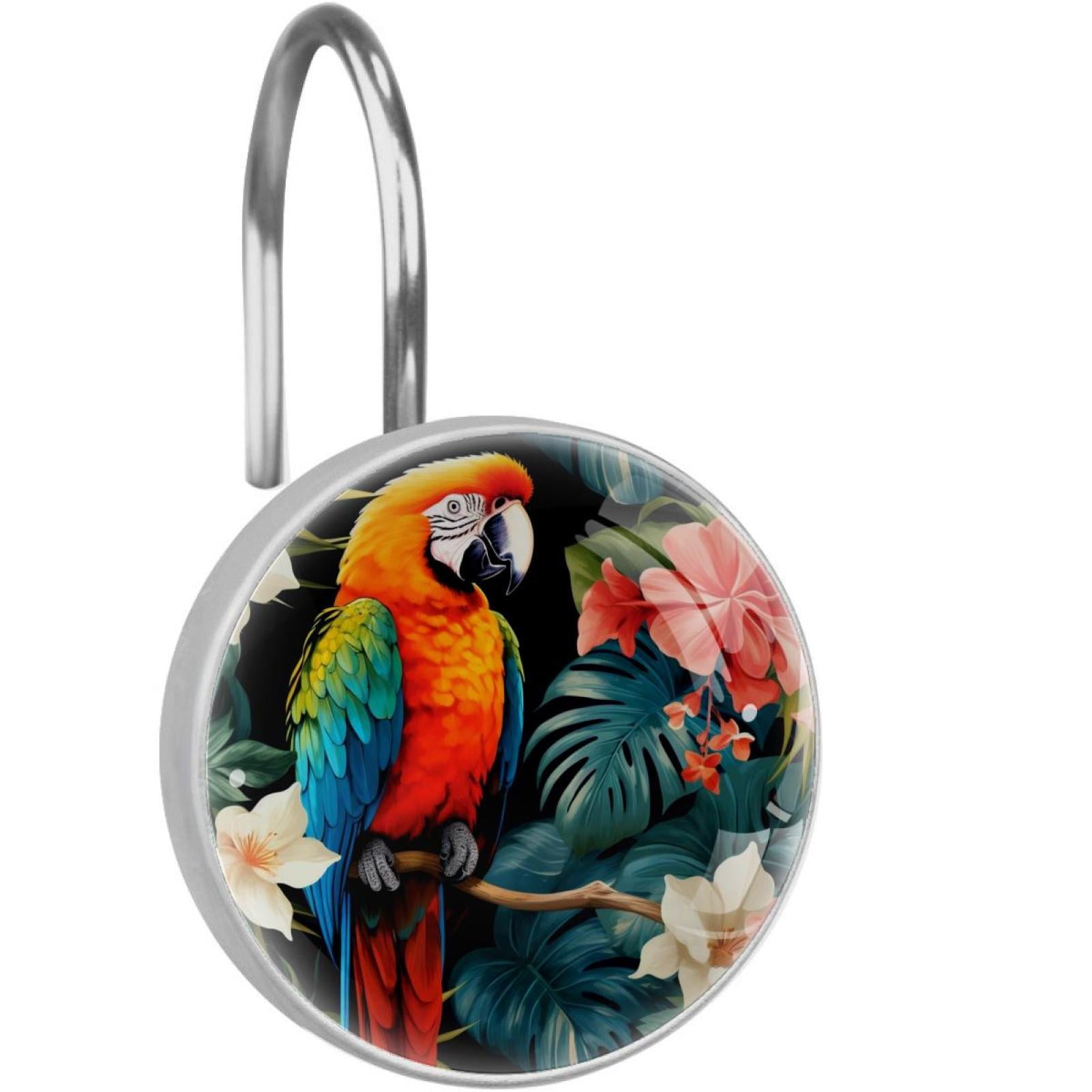 Parrot Shower Curtain Hooks （Set of 12） for Home Hotel Shower Rods ...