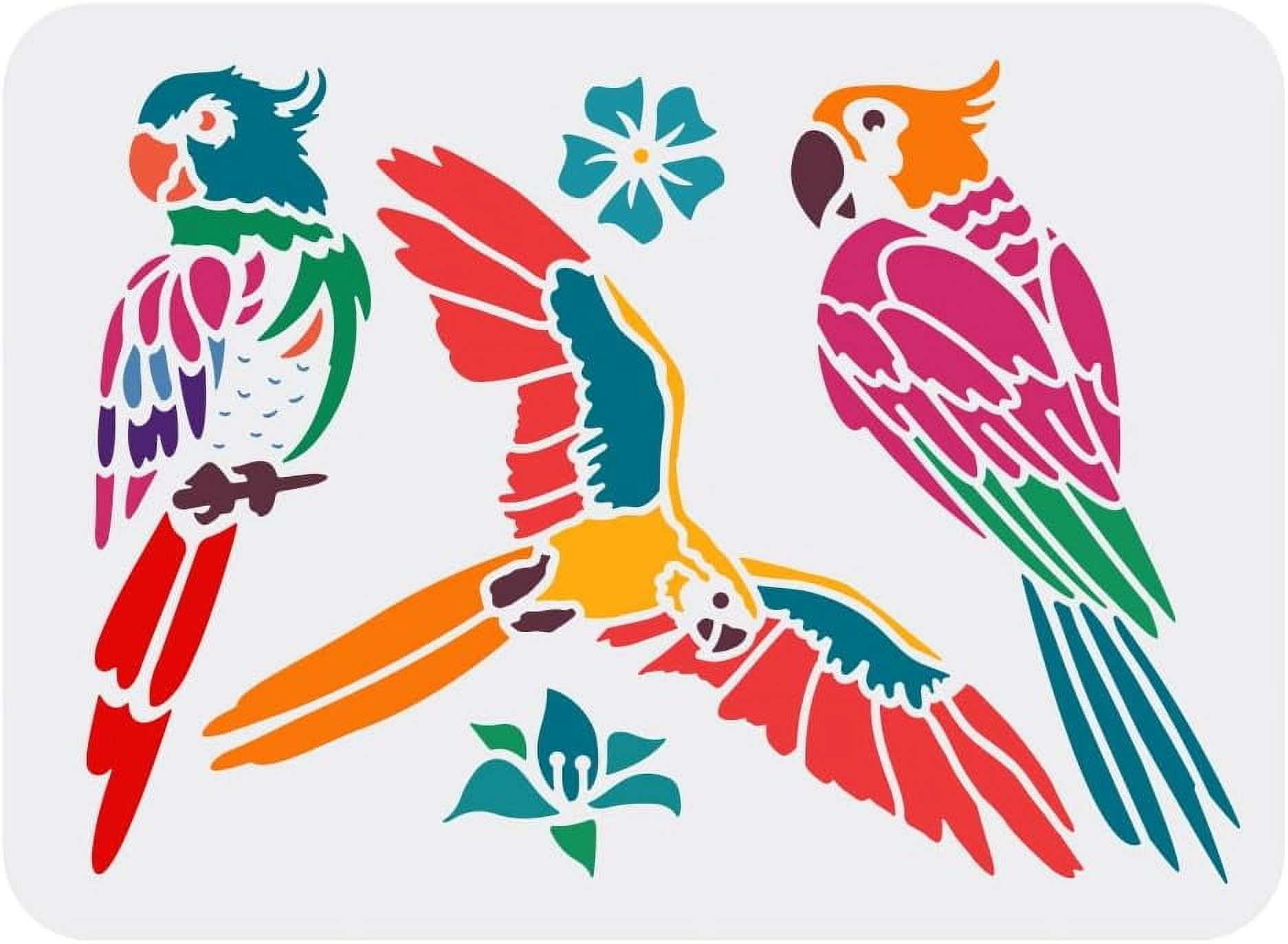 Parrot Stencil 11.7x8.3 inch Macaw Parrot Bird Stencils for Painting on ...