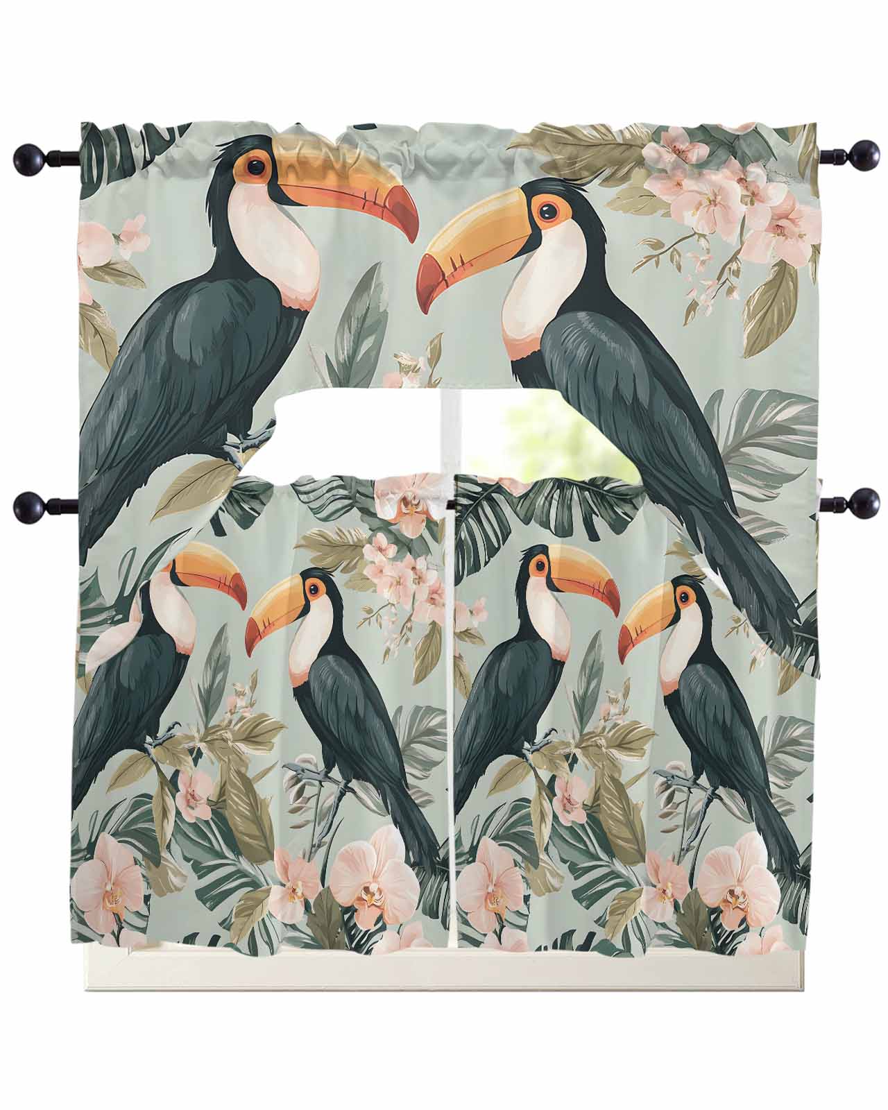 Parrot Summer Kitchen Curtains Swag Valance and Tier Curtains Set 24 ...