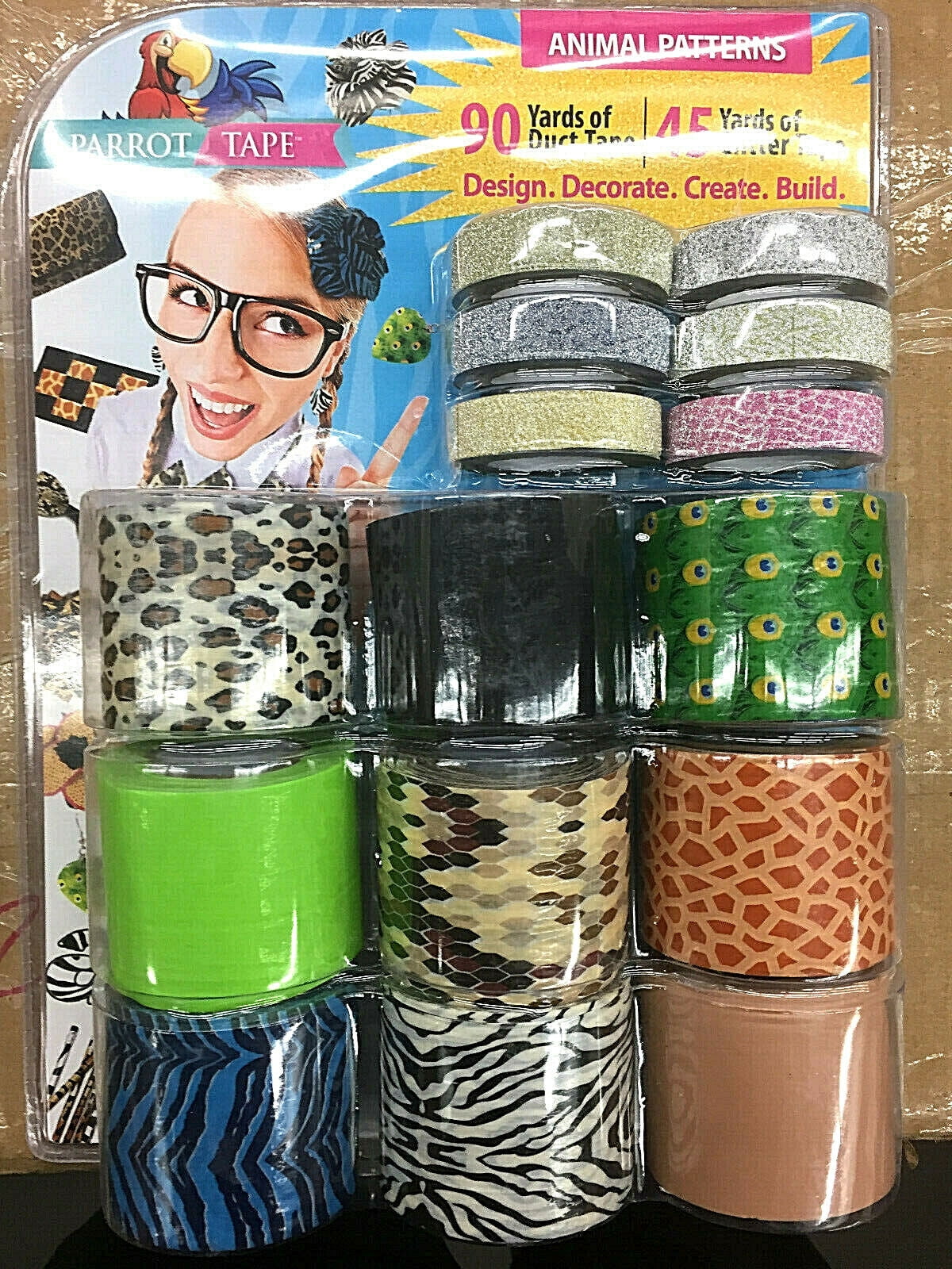 Parrot Tape- Duct Tape/Glitter Tape Combo Pack 15ct Animal Patterns New ...