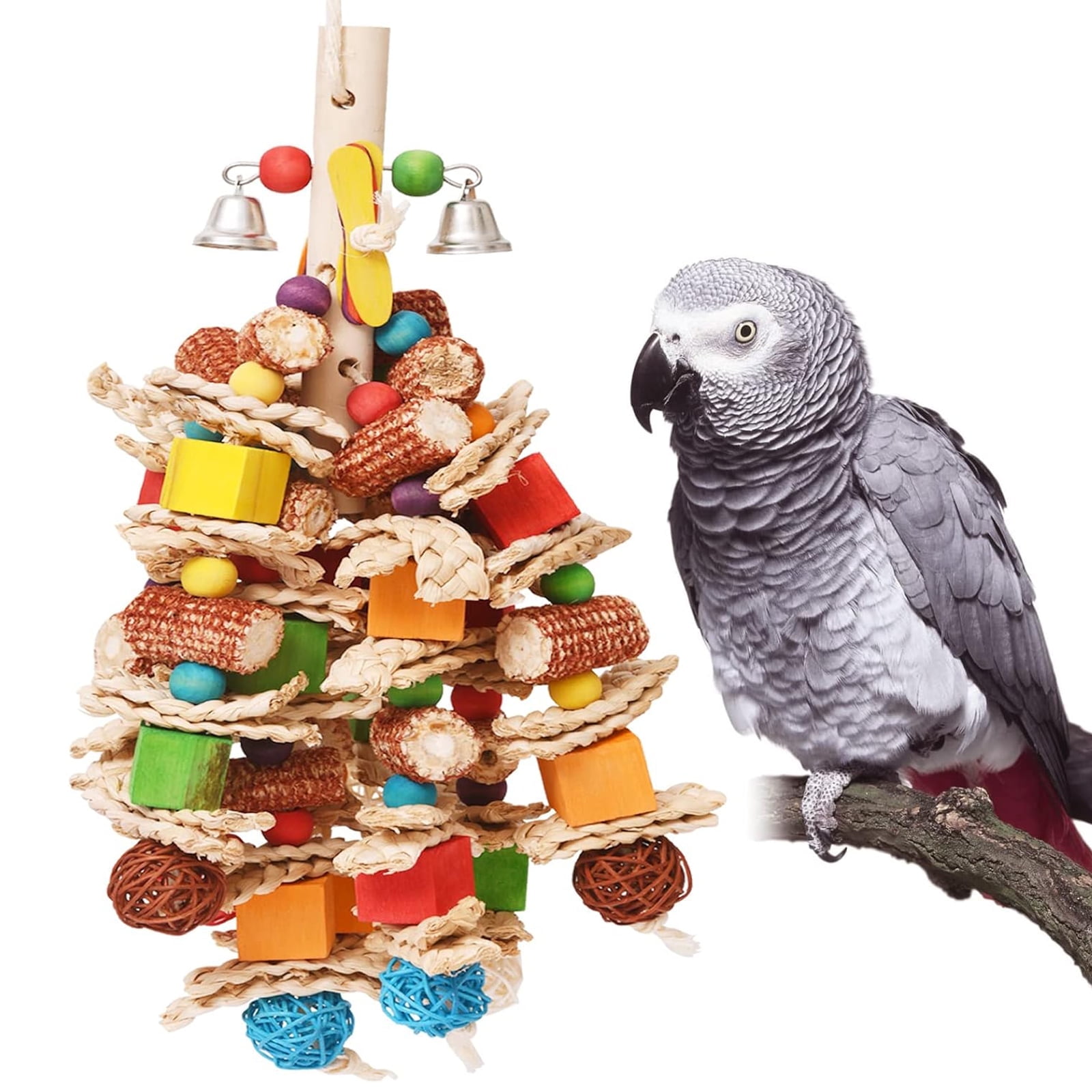 Parrot Toys for Large Birds Tearing Toy -Multicolored Natural Wooden ...