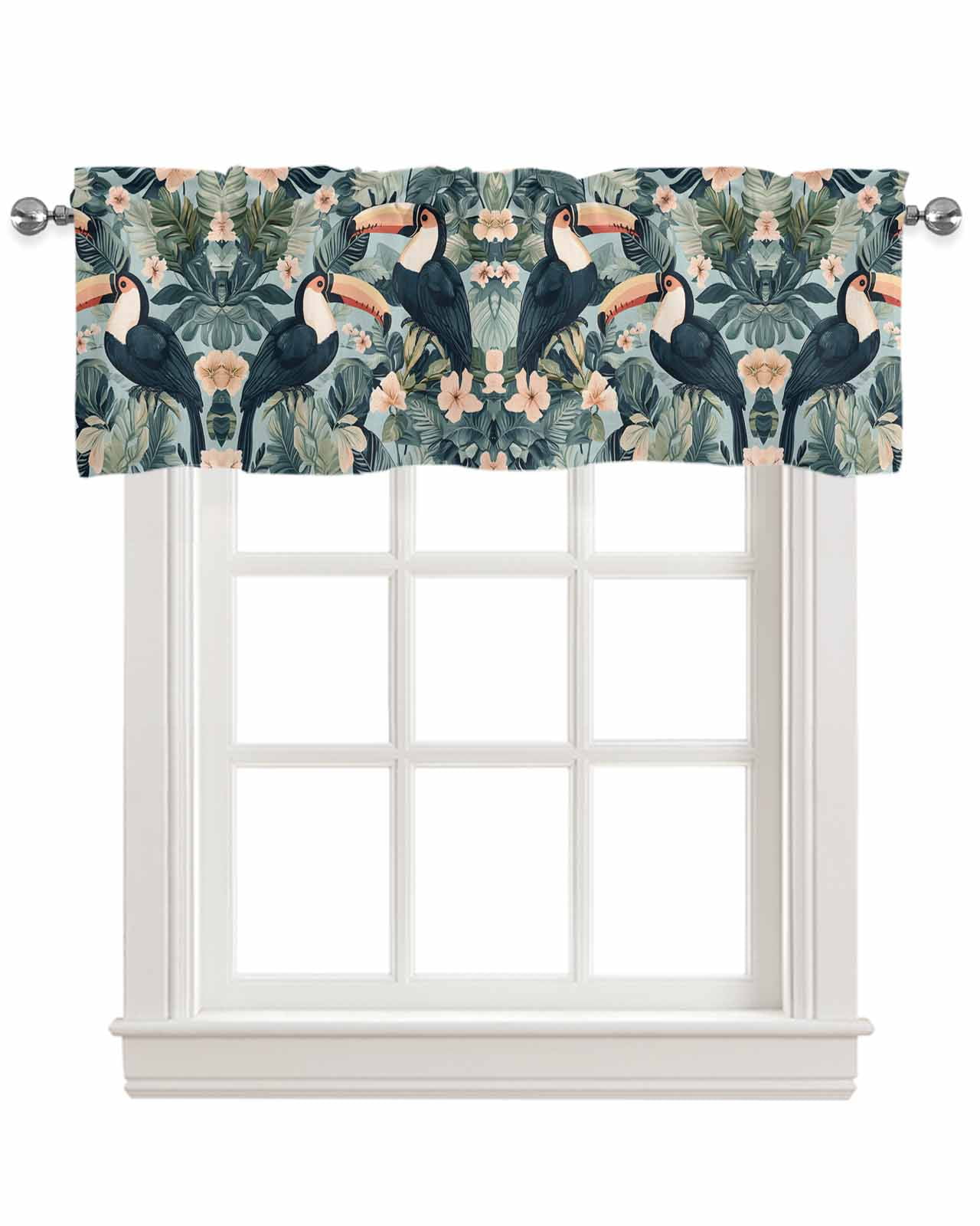 Parrot Tripical Kitchen Valances for Windows Farmhouse Linen Window ...