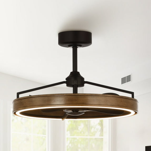 Elegant Rustic 27'' Indoor LED Ceiling Fan with 3-Blade, Light ...