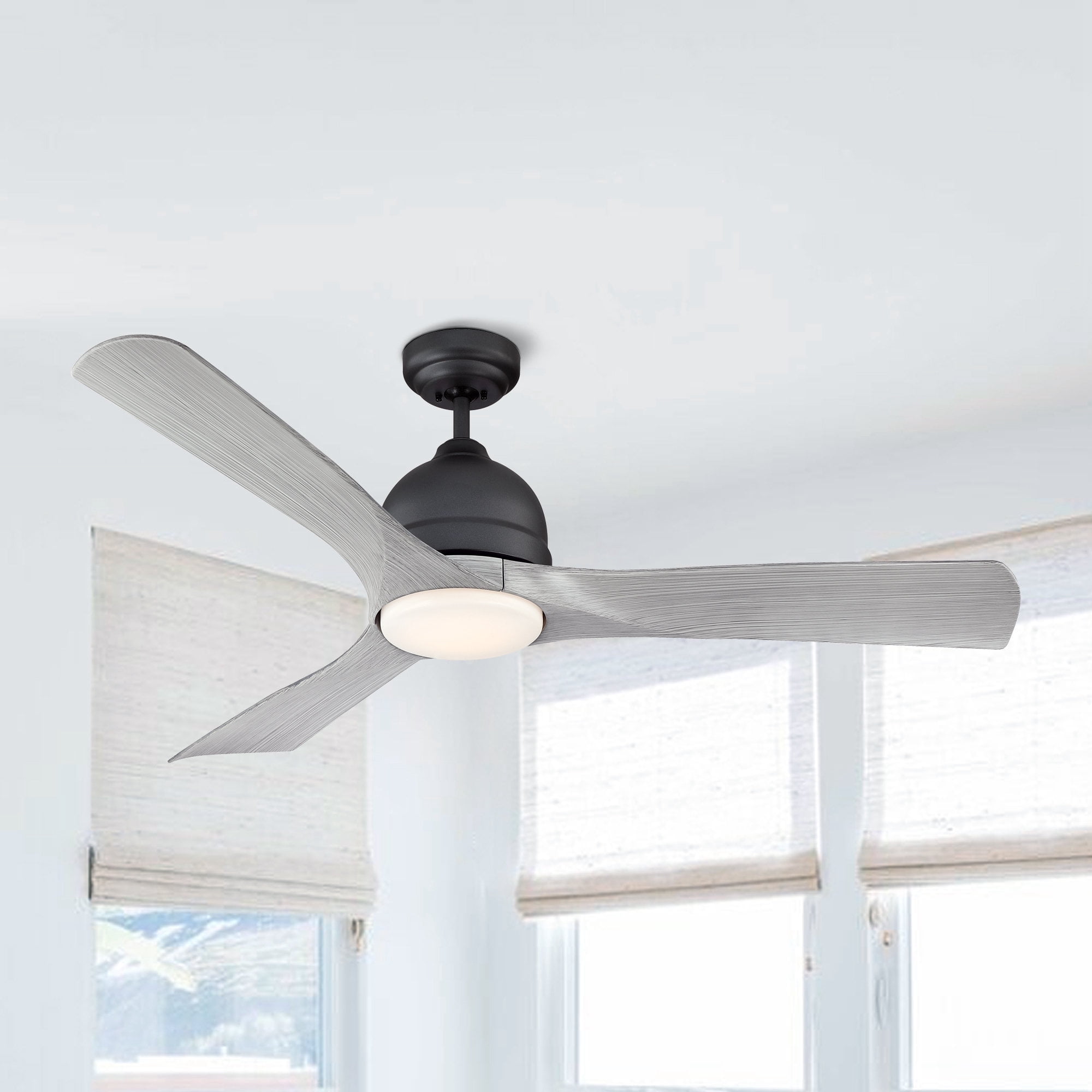 Parrot Uncle 54" Modern Propeller Gray Ceiling Fan with Remote and LED ...