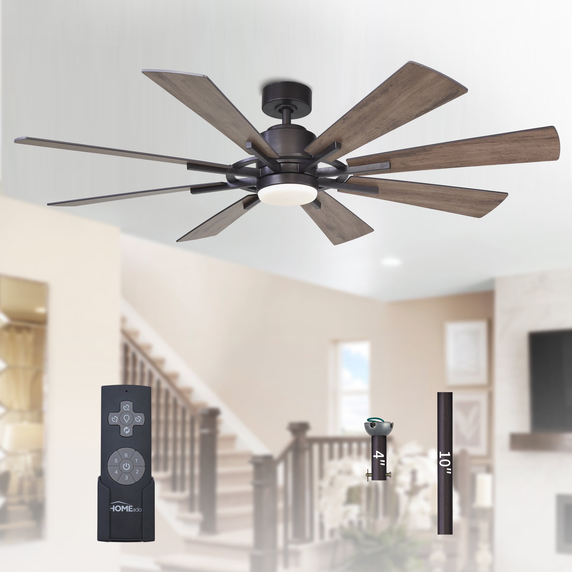 Modern Electric 60 Inch Ceiling Fan with Lights and Remote, 8 Blades ...