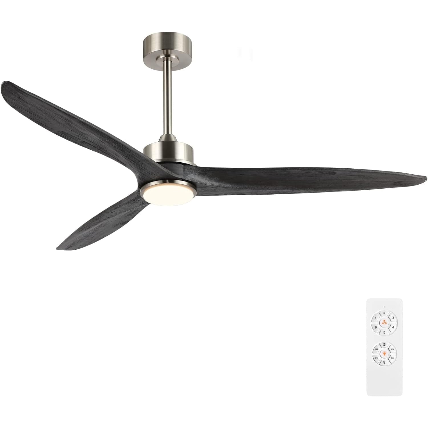 60 Inch Modern Black DC Propeller Ceiling Fan with LED Lights and ...
