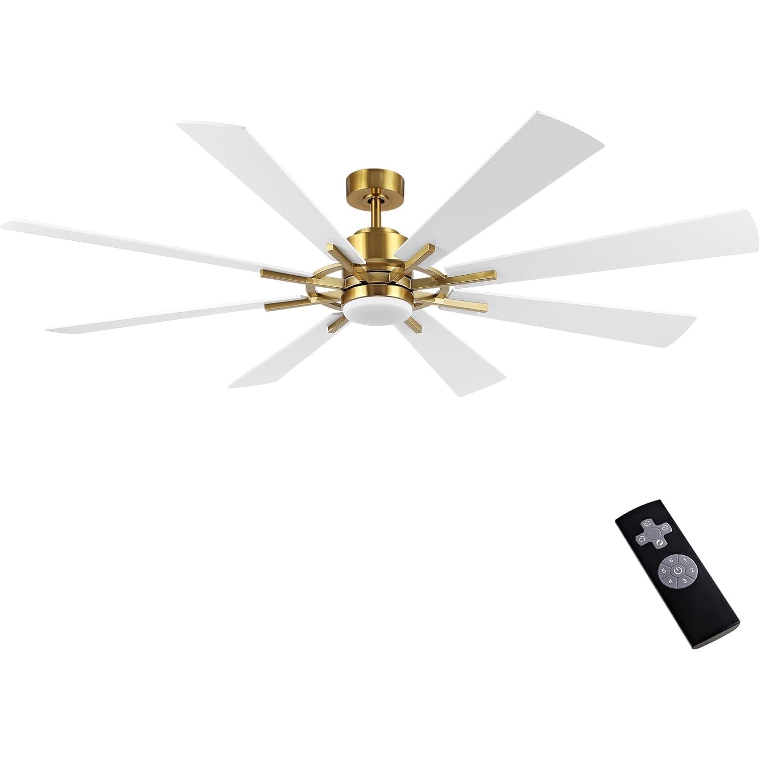 Parrot Uncle 60" Modern 8-Blades White Ceiling Fan with LED Lights and ...