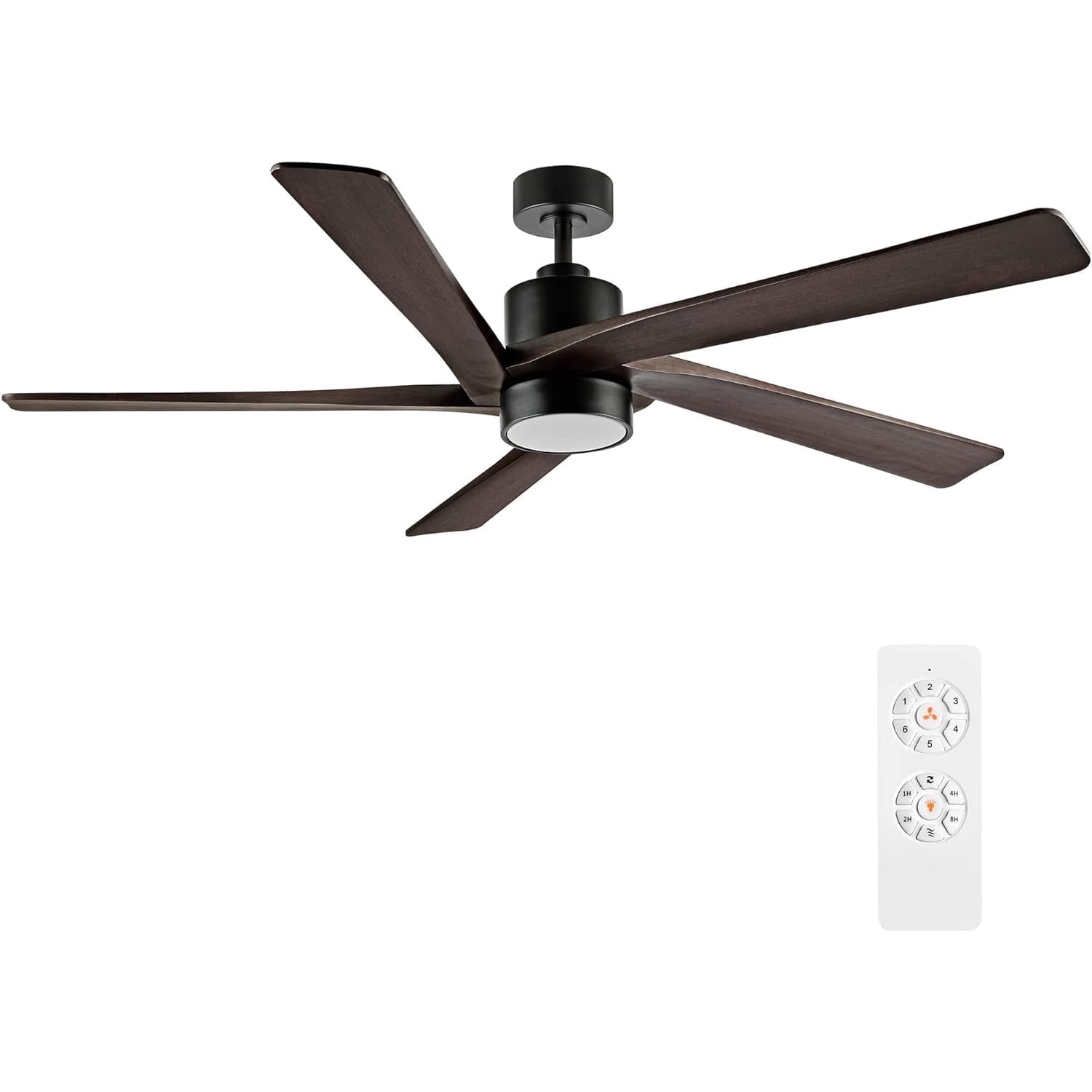 64 Inch Modern Brown 5-Blade DC Windmill Ceiling Fan with 3-CCT LED ...