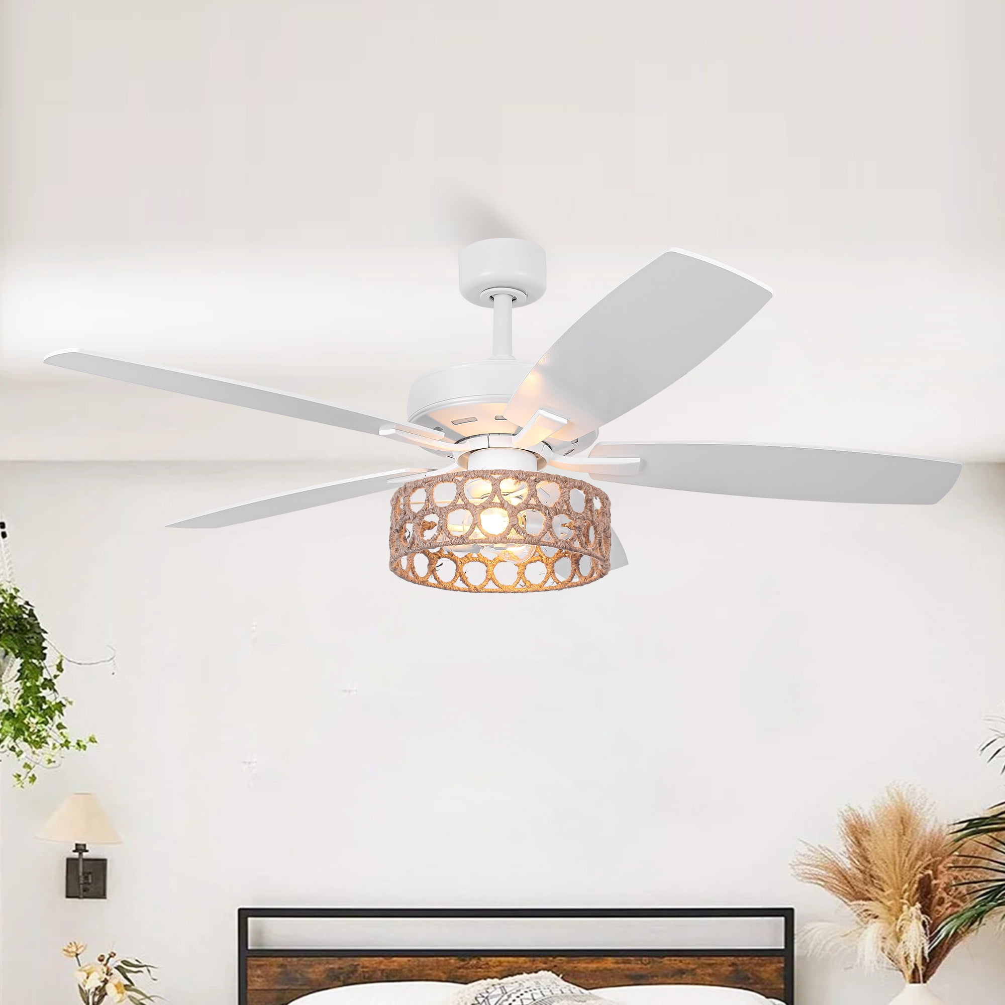 Parrot Uncle Bohemia 52" Double-Sided Caged Ceiling Fan with Remote ...