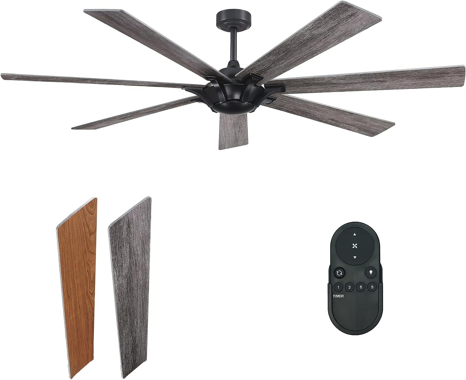 Parrot Uncle Ceiling Fans with Remote Control Black Ceiling Fan Without ...
