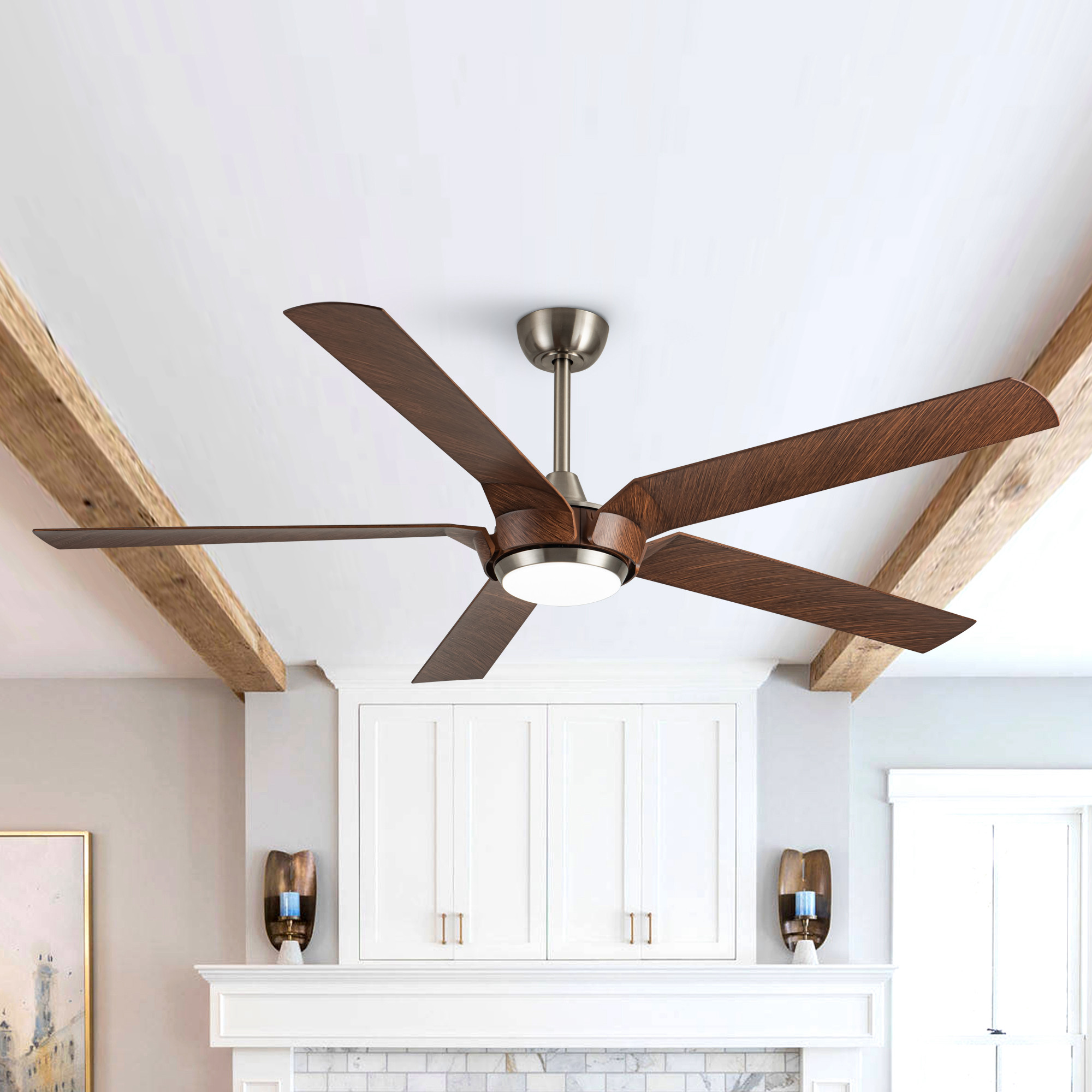 Parrot Uncle Ceiling Fans with Lights and Remote, 65 Inch Wood Outdoor ...
