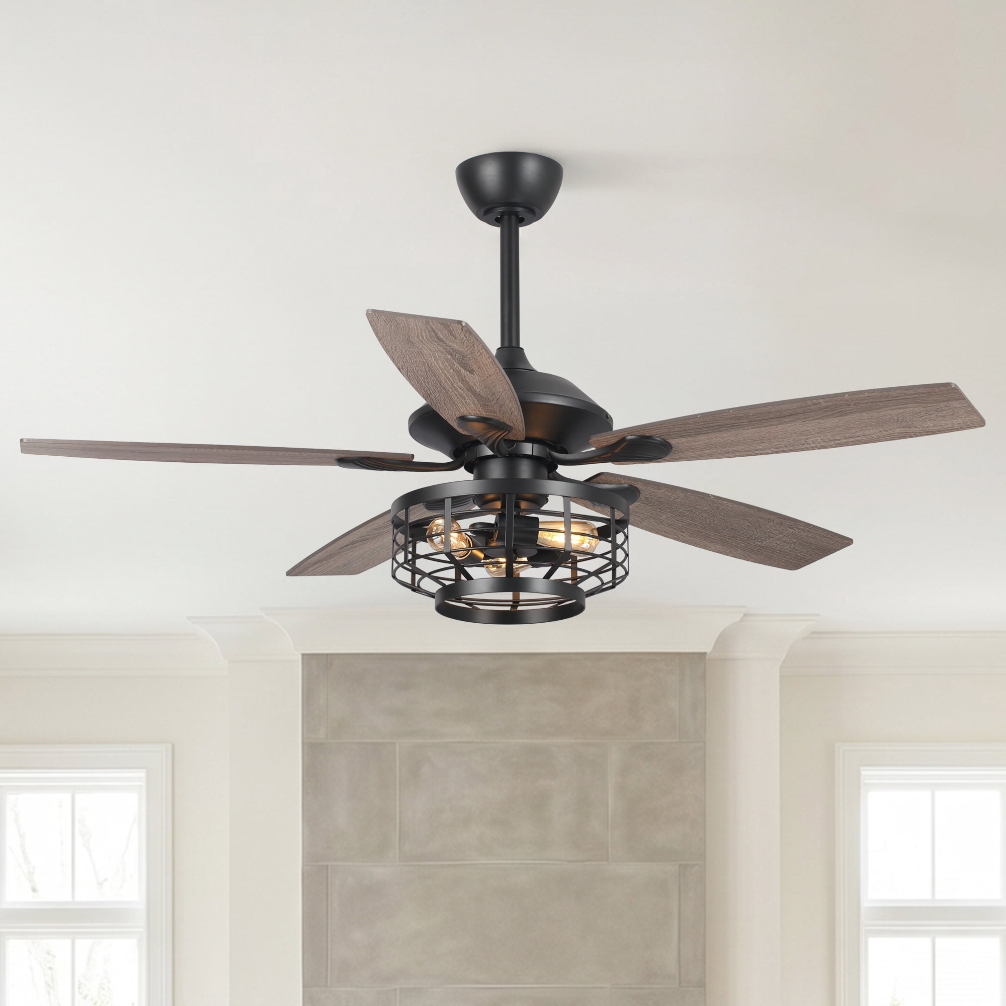 Parrot Uncle 52-Inch Industrial Ceiling Fan with Incandescent Light and ...