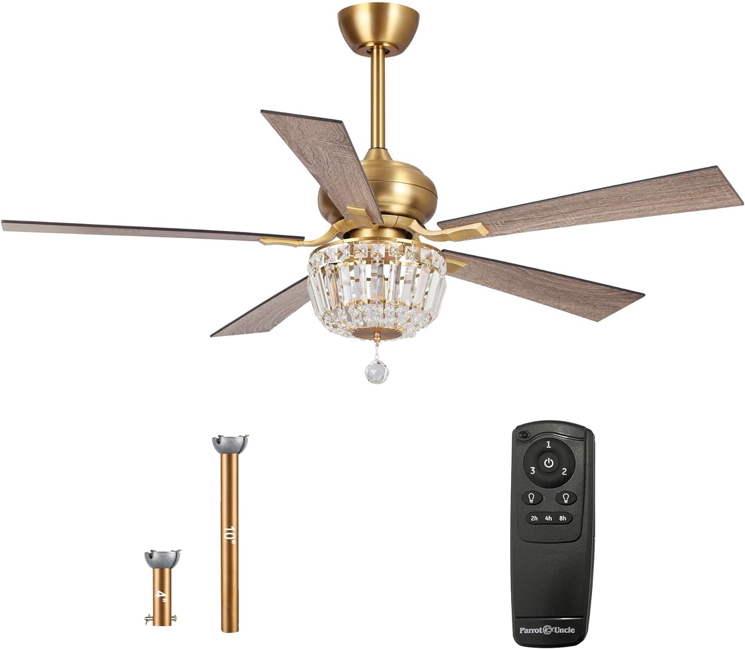 52" Modern Ceiling Fan with Remote Control, 3 Blades, 6 Speeds, Black ...