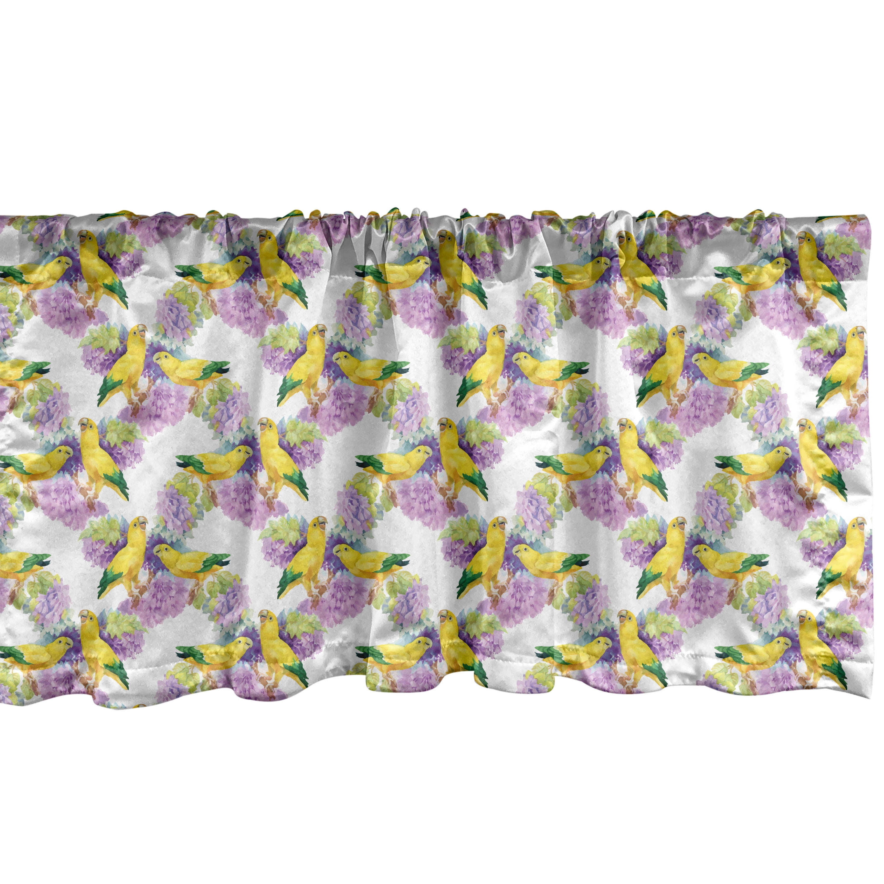 Parrot Window Valance Pack of 2, Continuous Watercolor Singing Exotic ...
