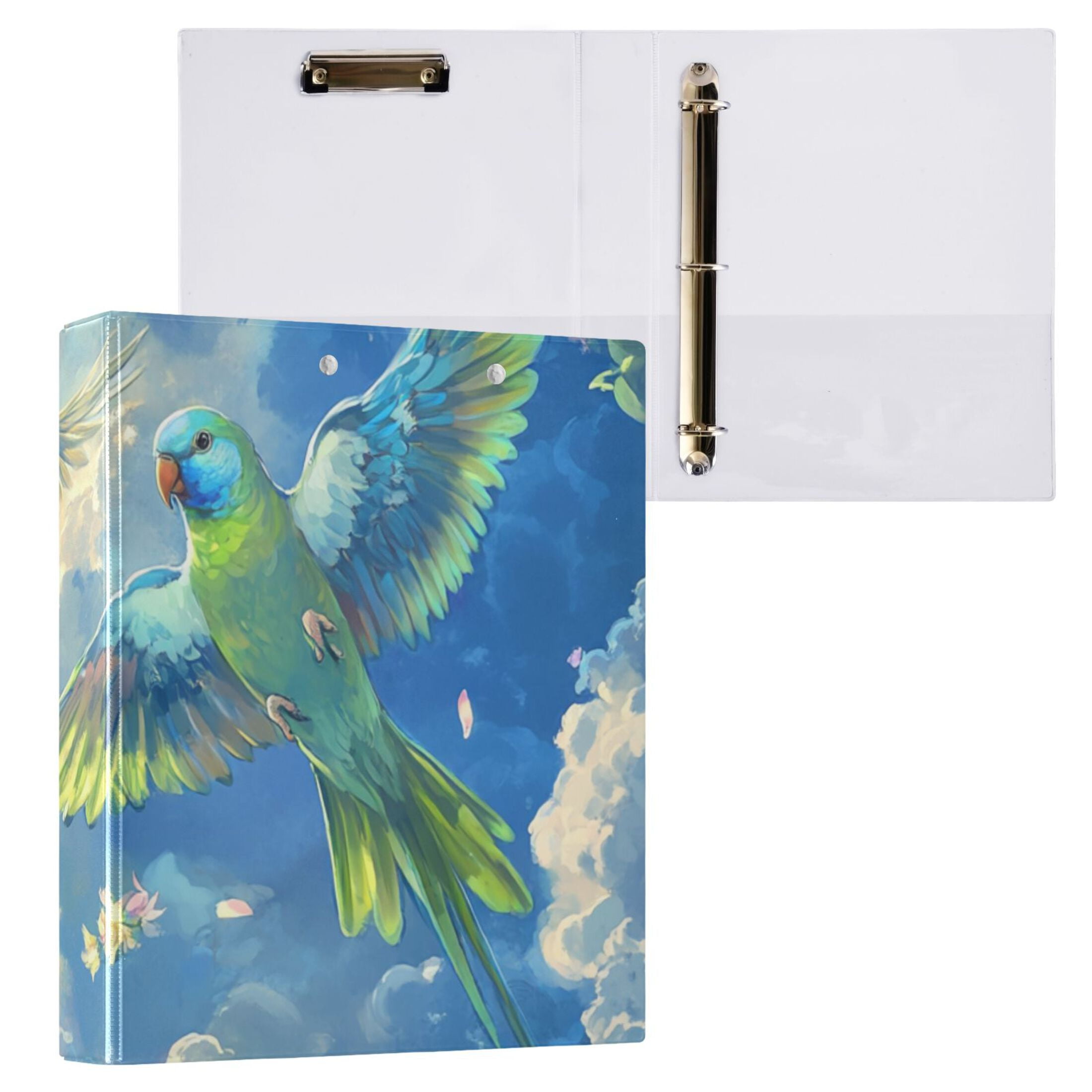 Parrots Flying on Beautiful Sky Round Ring Binder 3 Rings 1.5" Capacity ...