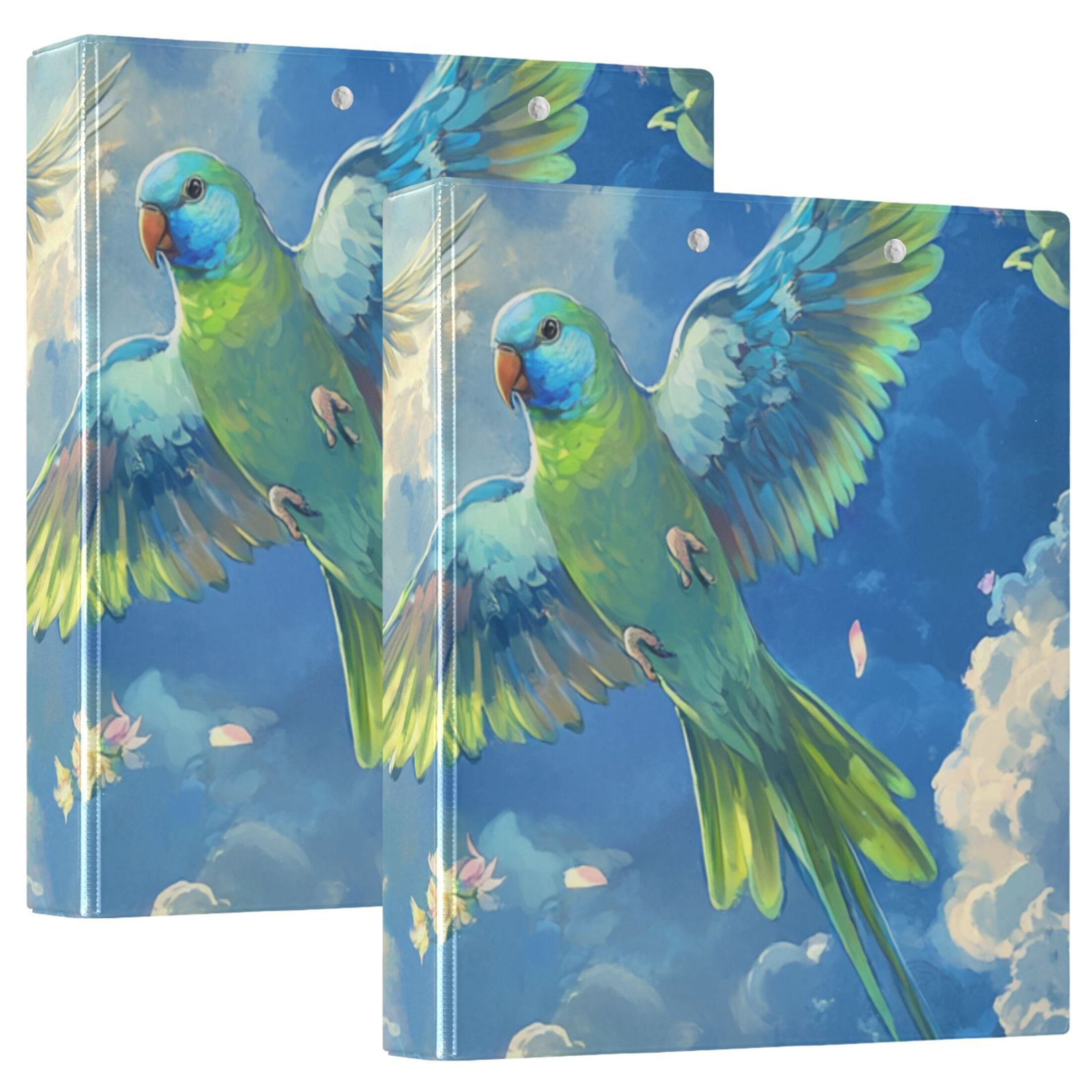 Parrots Flying on Beautiful Sky Round Ring Binder 3 Rings 1.5" Capacity ...