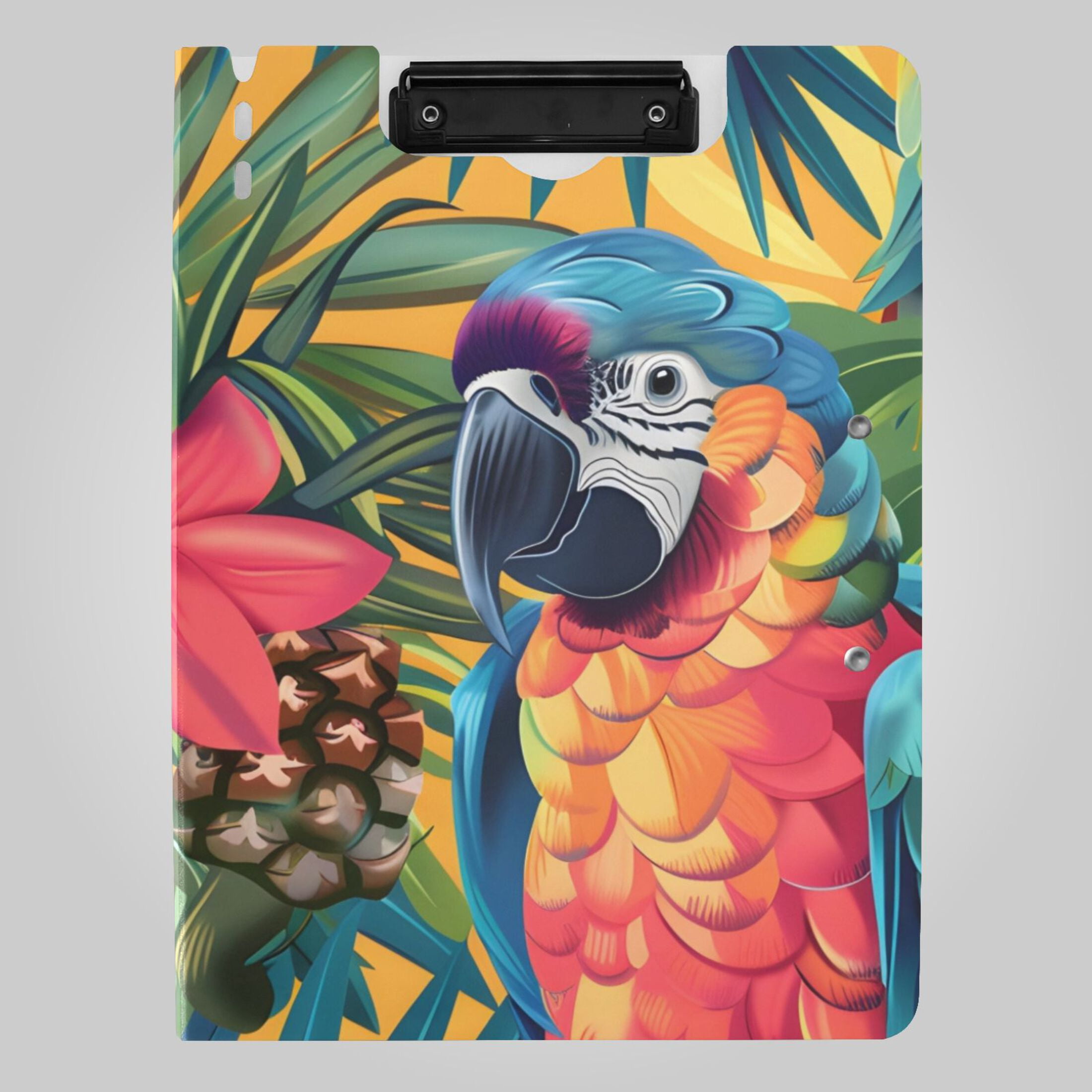 Parrots Pineapples Flower Palm Leaves Foldable Binder Folder Clipboard ...
