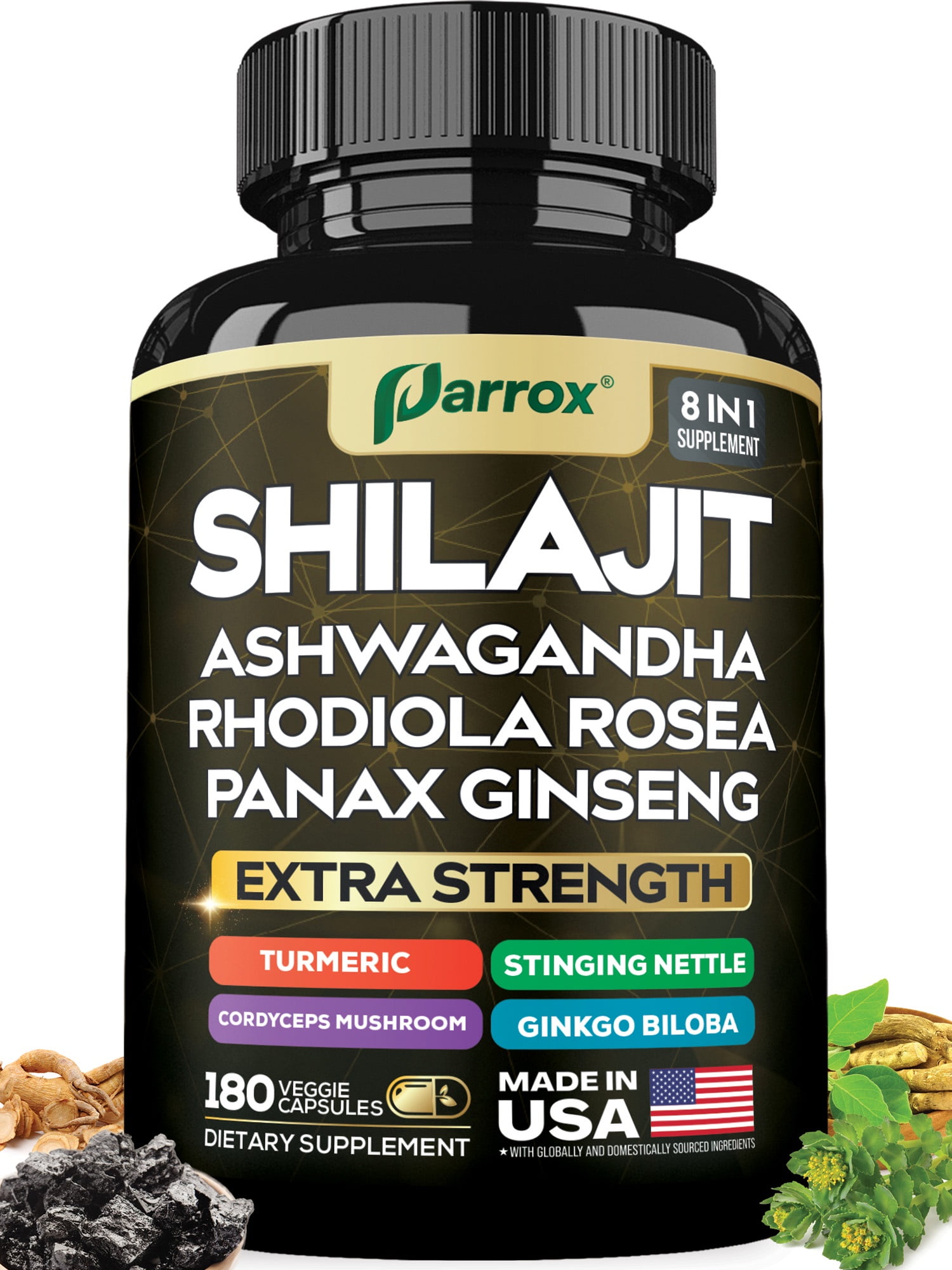 Parrox Shilajit Supplement, Panax Ginseng, Ashwagandha, Rhodiola Rosea ...