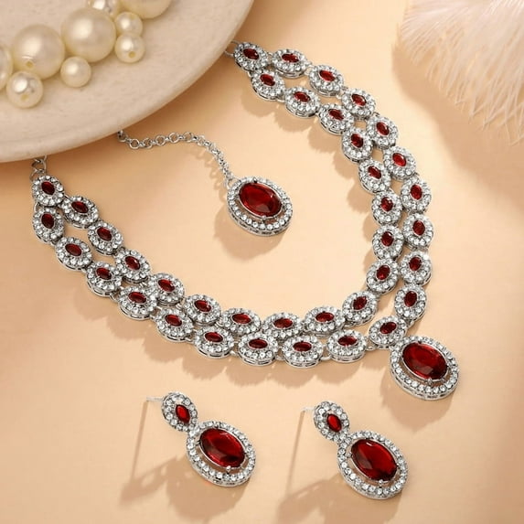 Parshwa Creations Indian Bollywood Style Silver Plated Rhinestone ...