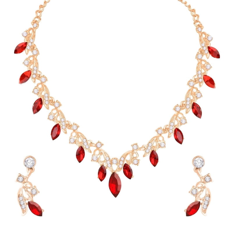 Parshwa Creations Indian Gold Plated Crystal Drop Jewelry Set,Bollywood ...