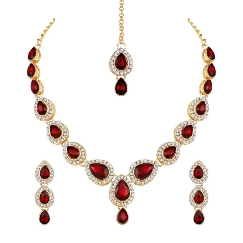 Parshwa Creations Women's Indian Gold Plated Jewelry Set,Bollywood ...